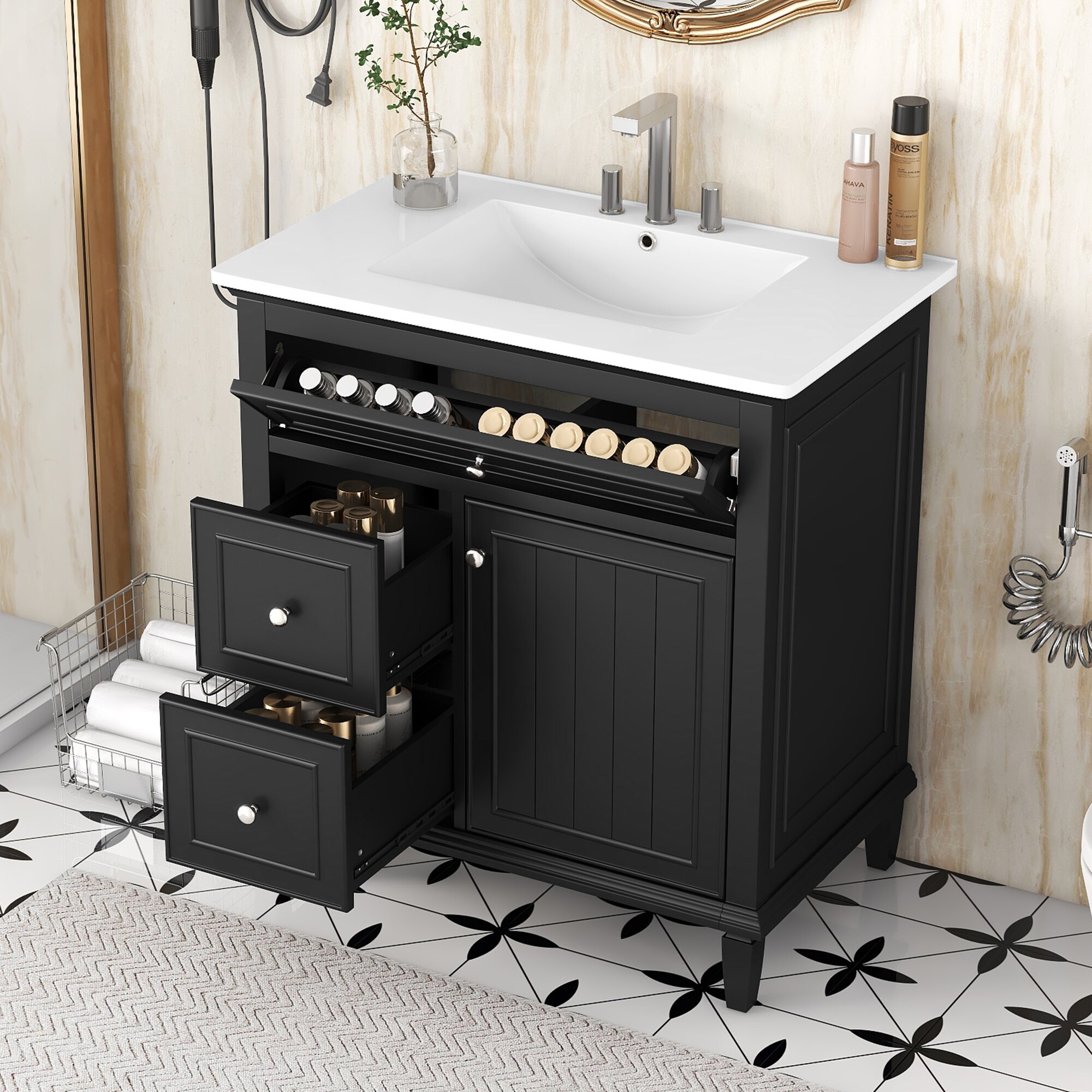 ModernLuxe Assembly Required 30inch Bathroom Vanity with Sink Bathroom ...