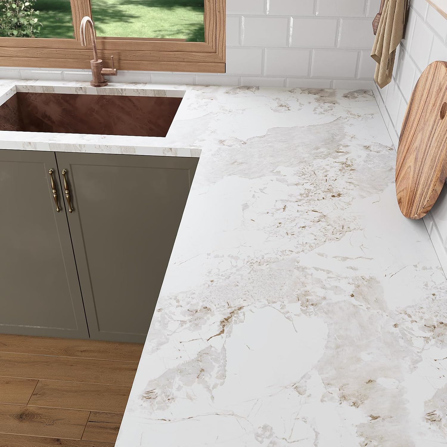 VEELIKE VEELIKE Onyx White Marble Contact Paper for Countertops ...