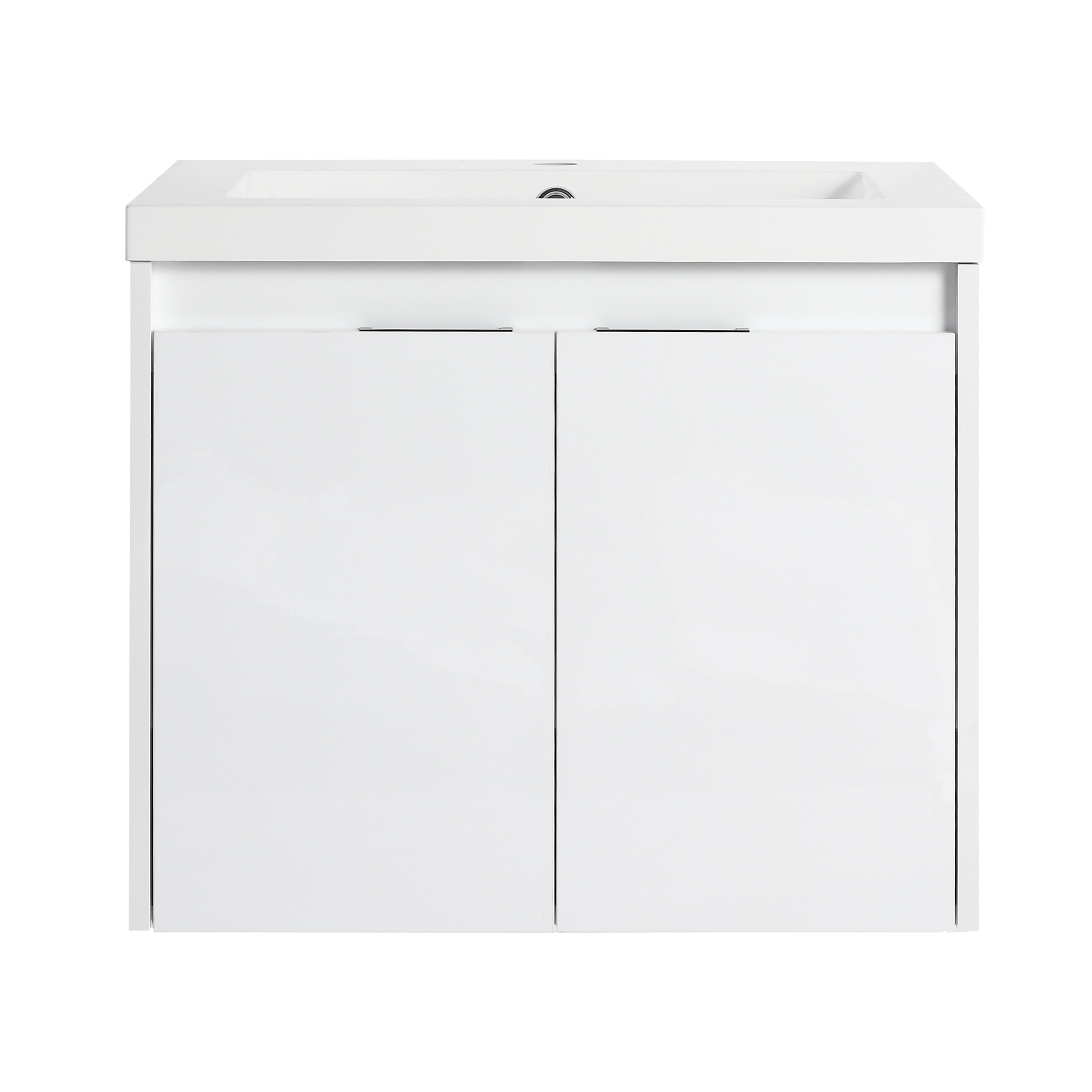 Vanityfus 24 Inch Glossy White Wall-Mounted Bathroom Vanity with Single ...