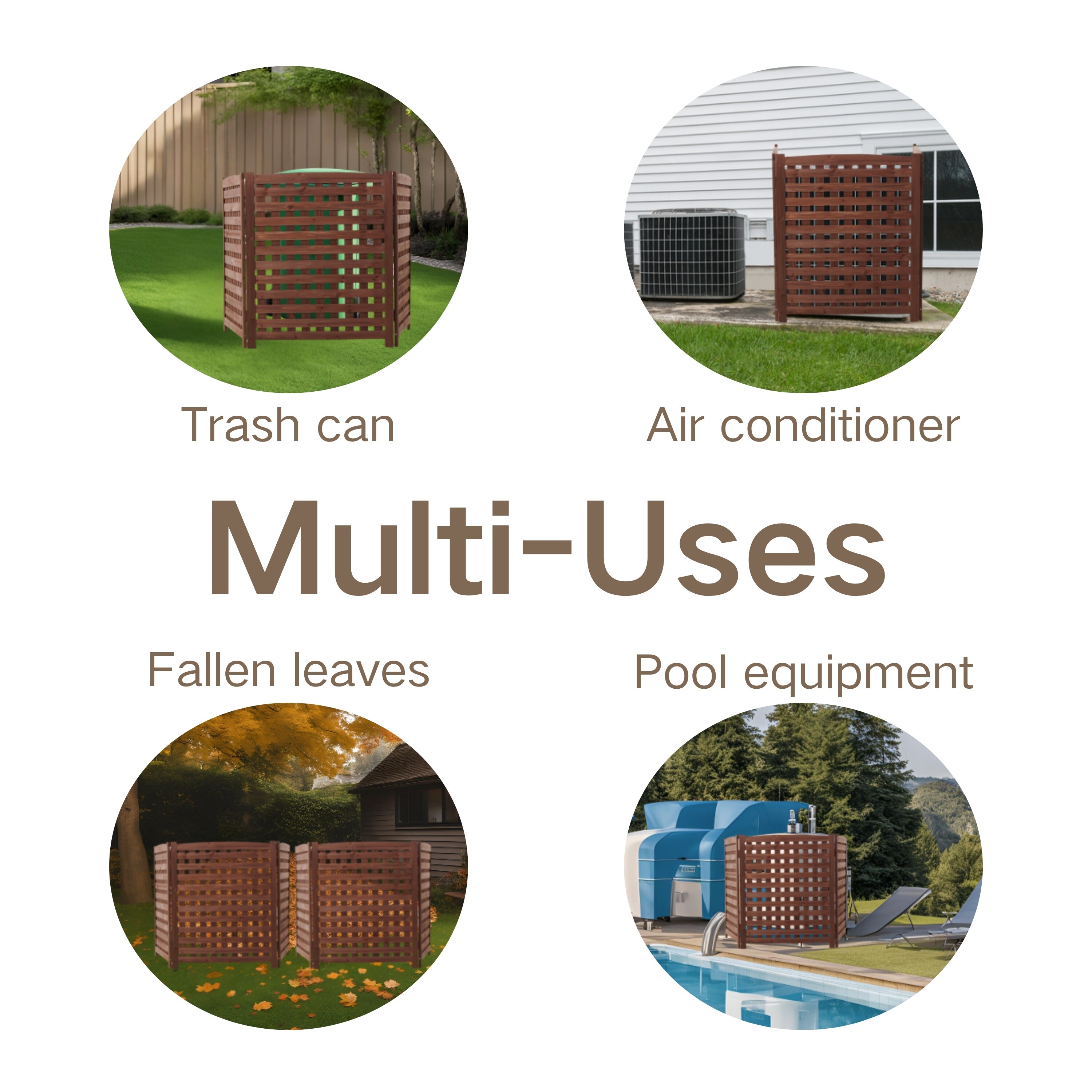 Tatayosi 3 Panel Outdoor Air Conditioner Fence Screen Outside Wood ...