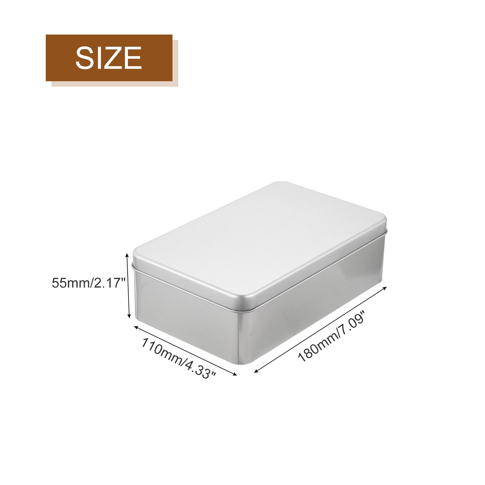 Unique Bargains Metal Tin Box Containers 2Pcs 7.1x4.3x2.2 Inch Silver ...