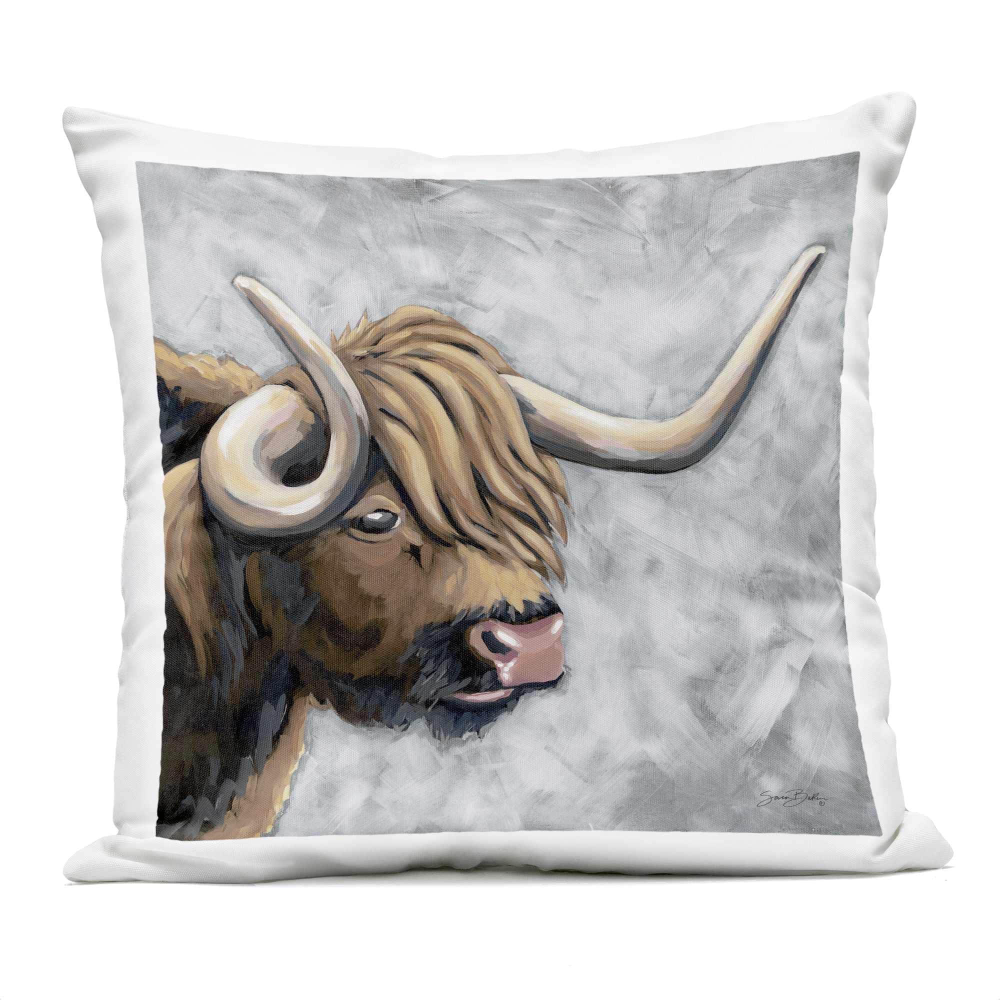Highland Cattle with Curved Horn Outdoor Decorative Pillows at Lowes.com