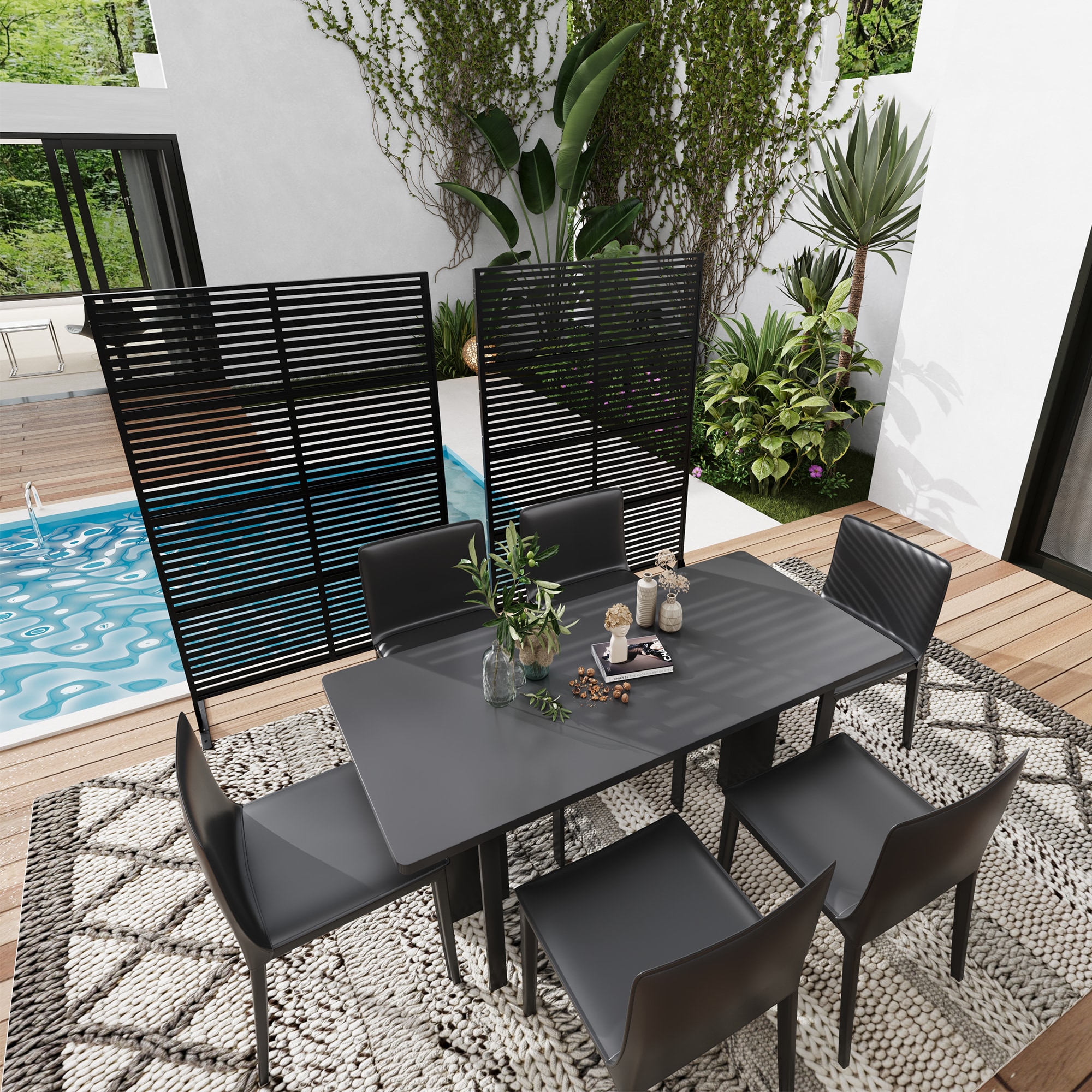 GarveeLife Metal Privacy Screen 72 in x 47 infor Outdoor Freestanding ...