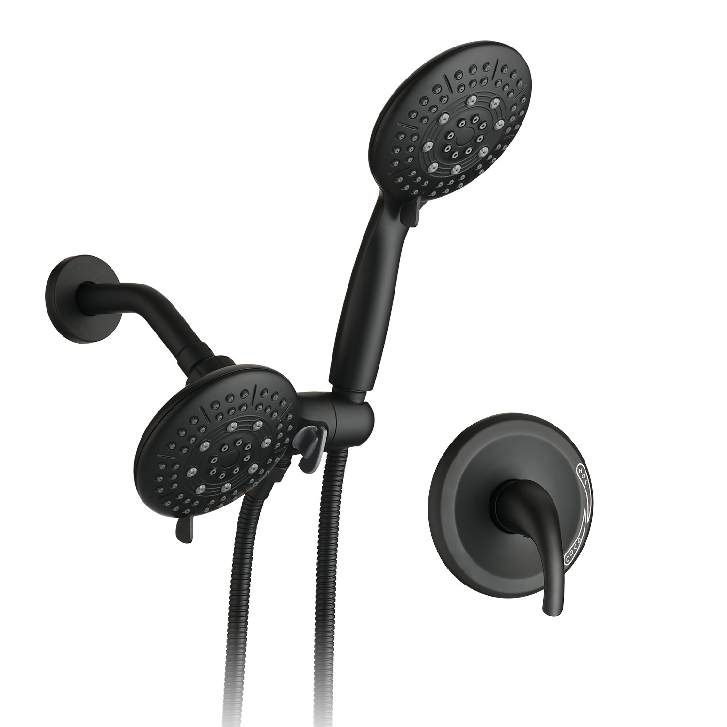 LOVMOR Shower System Matte Black Brass 1-handle Wall Mounted Shower ...