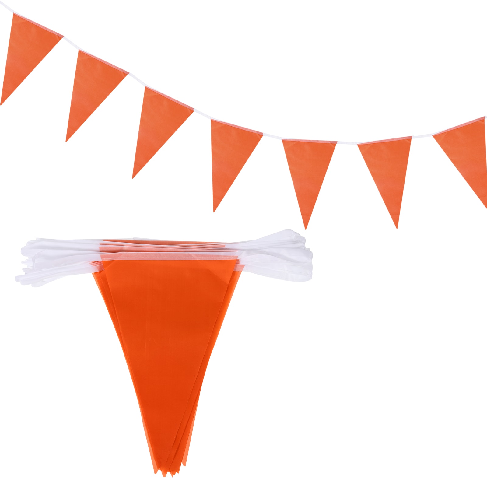 Unique Bargains 50 Feet Orange Pennant Banner Flags String Triangle ...