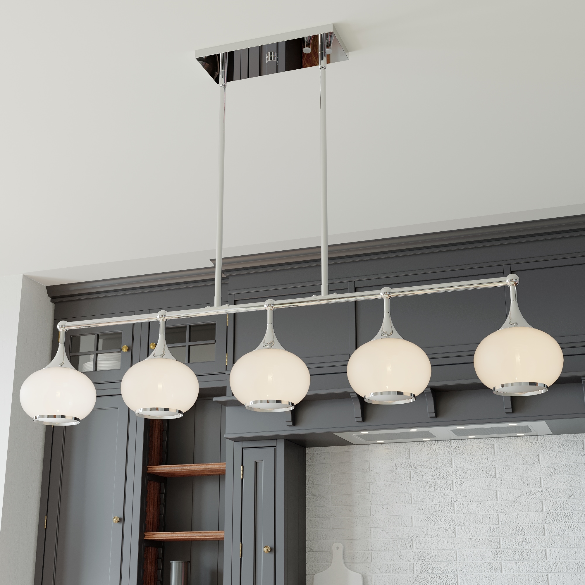 ACROMA Keonjinn 5 -Light Brushed Chrome Steel Chandelier in the ...