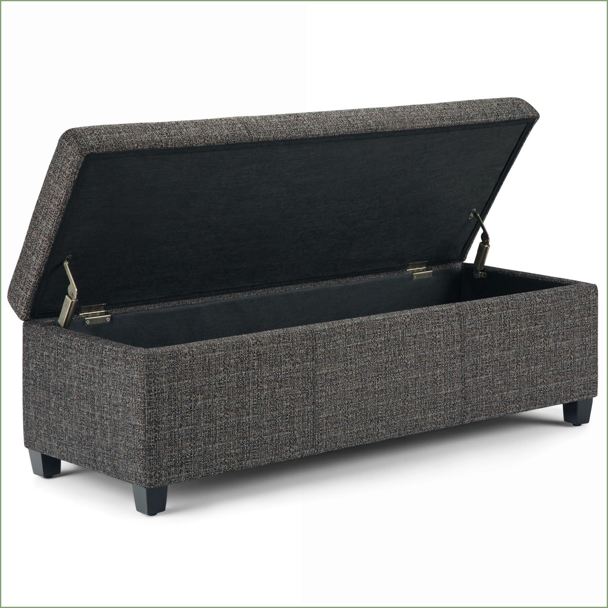 Watnature Ottoman with Storage Dark Grey Tweed Contemporary Bench for ...