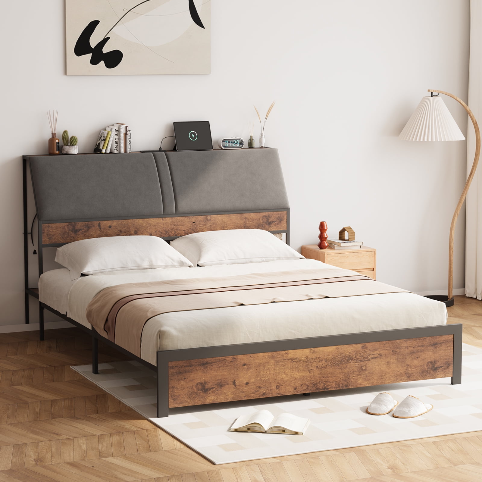 Garvee Full Size Metal Platform Bed Frame With Tall Ergonomic ...