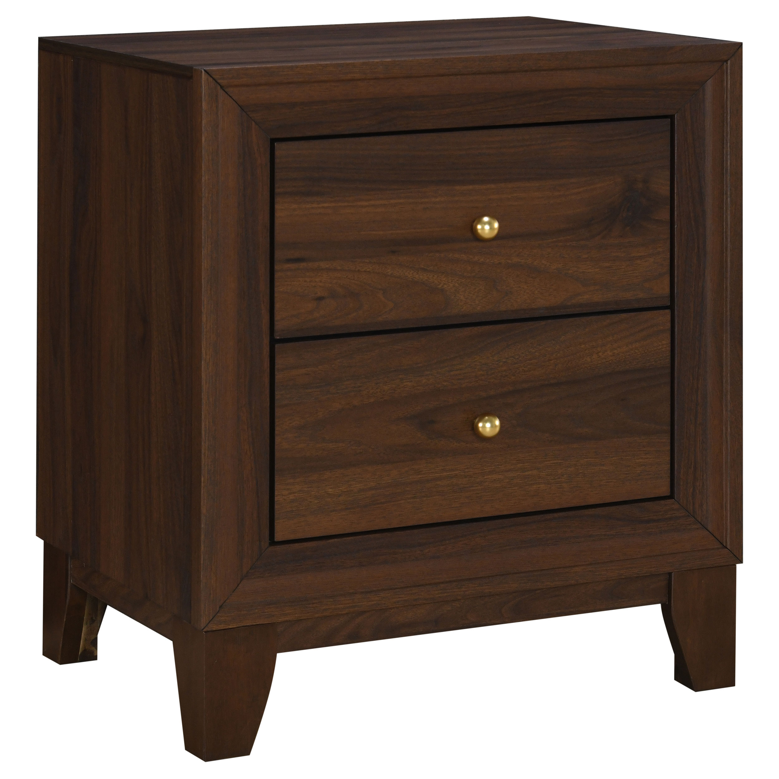 Blisstyle Anza Walnut 2 Drawer Nightstand Bedside Table Modern ...