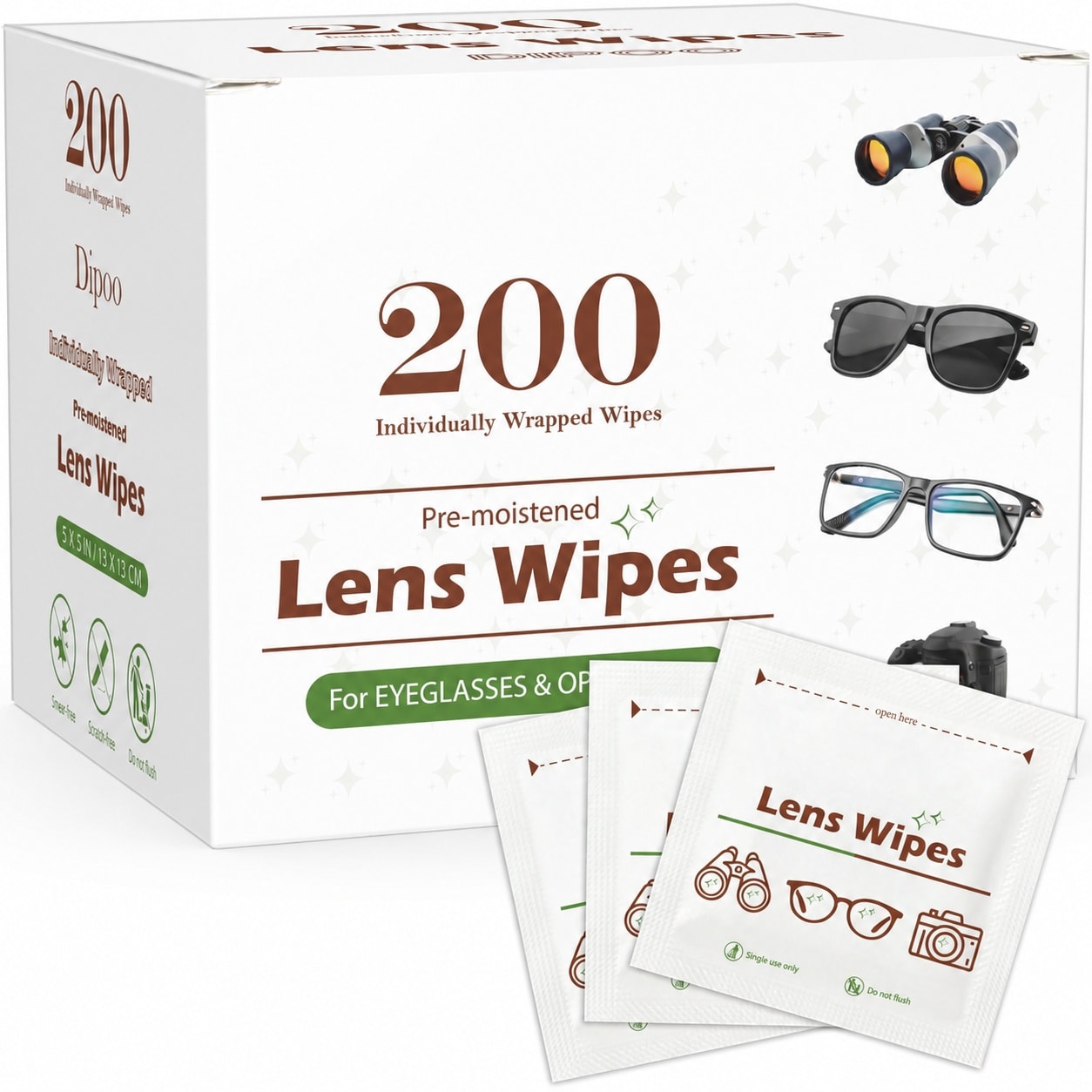 Yichuhaoxi 200 Pack Lens Wipes Pre Moistened Individually Wrapped for ...