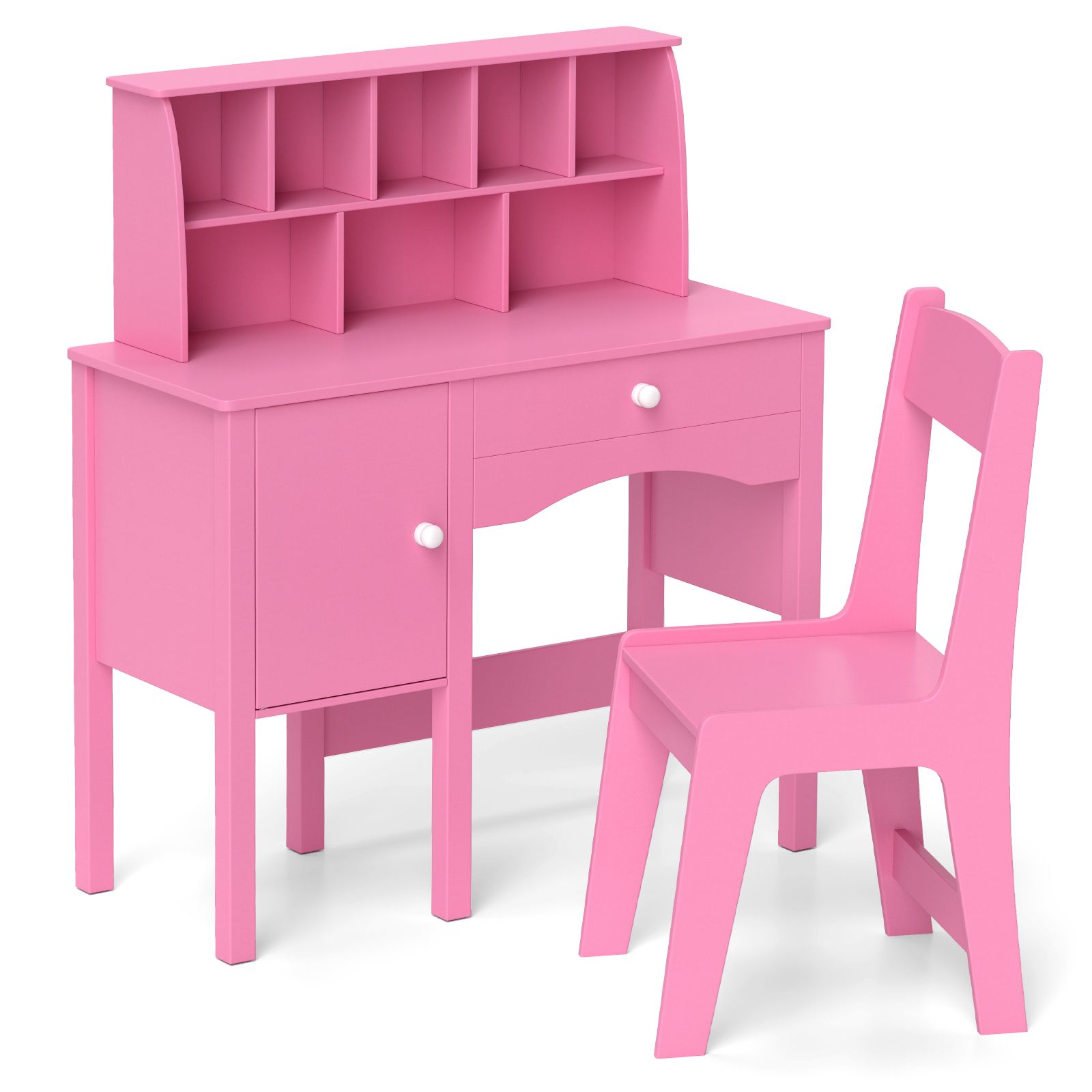 Slickblue Kids Pink/White Rectangular Table and Chair Set with Storage ...