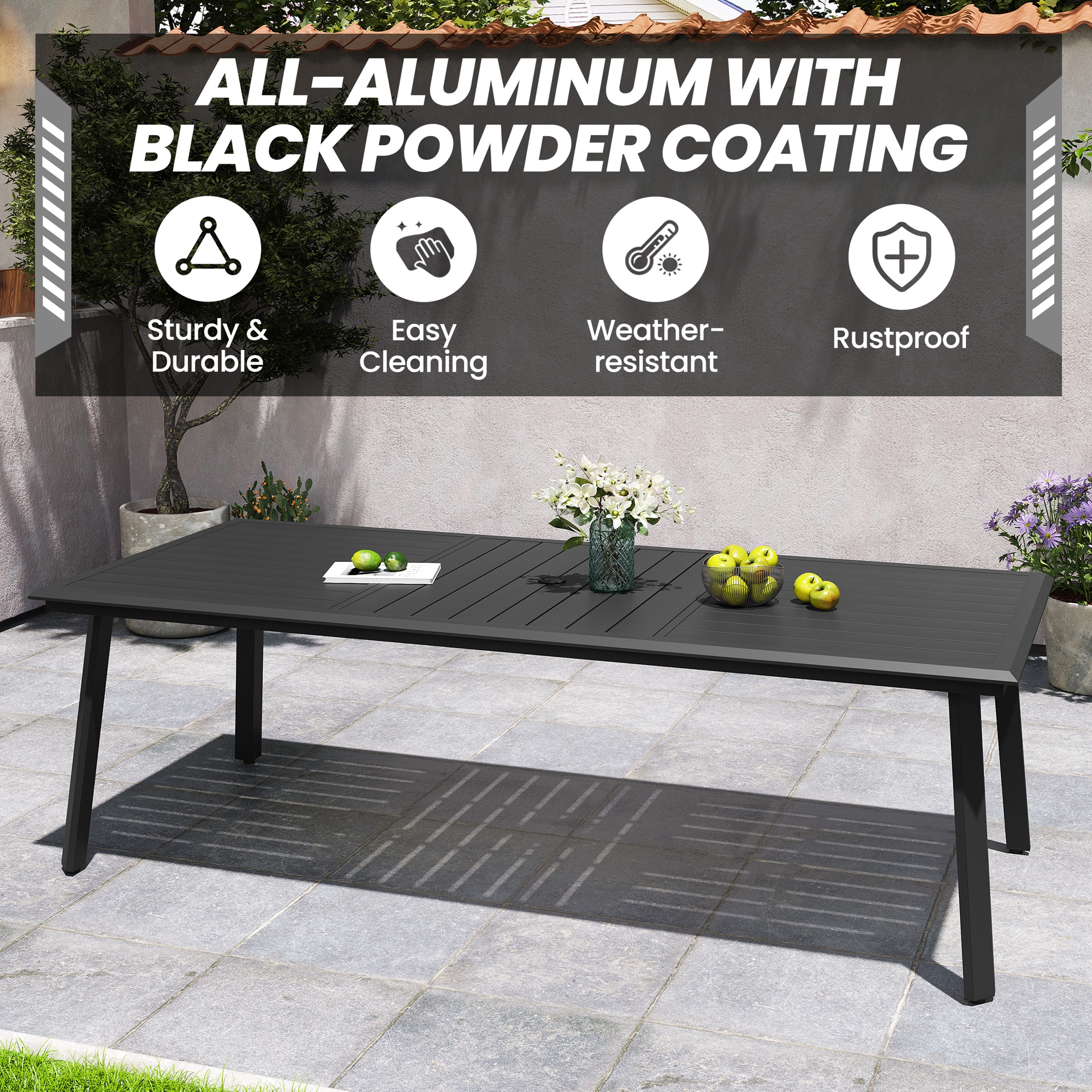 Crestlive Products 94-in Large Patio All-Aluminum Rust-Resistant ...