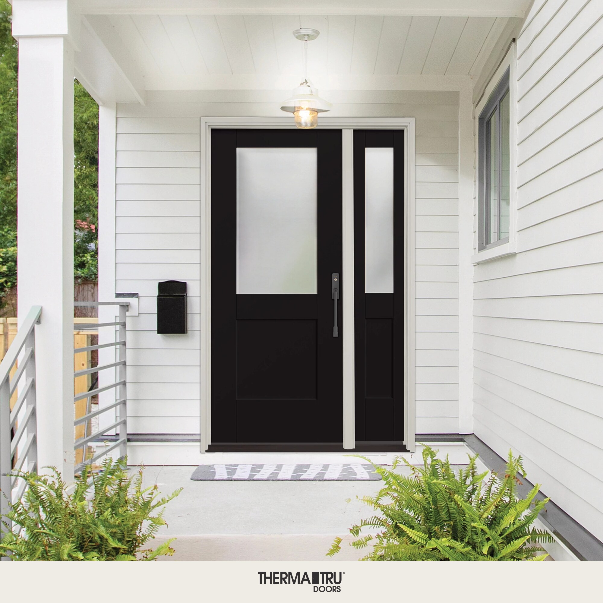 Therma-Tru 68-in x 80-in x 6-9/16-in Fiberglass Half lite Right-hand ...