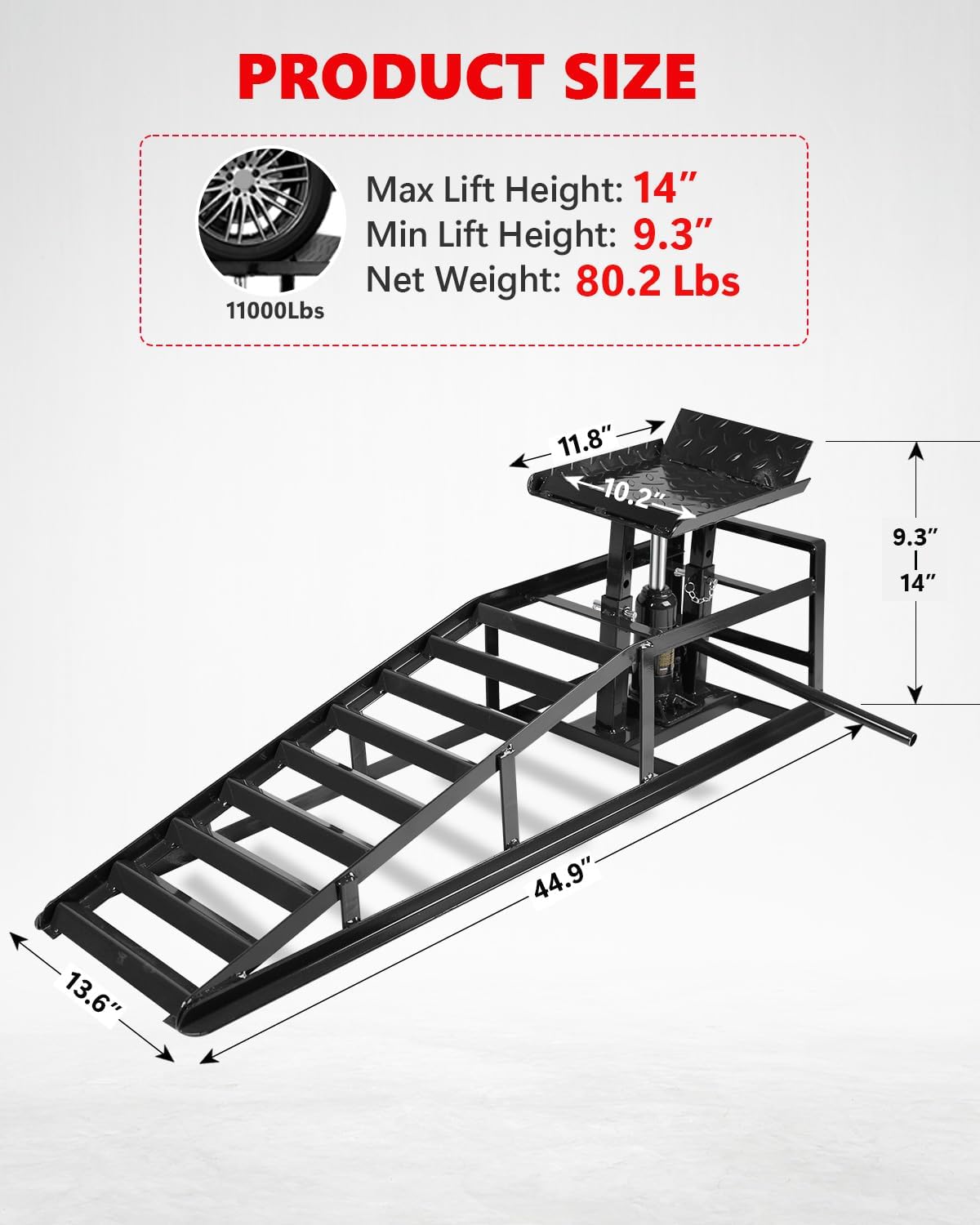 Garvee Hydraulic Car Ramps 5T 11000lbs Low ProFile Car Lift Service ...