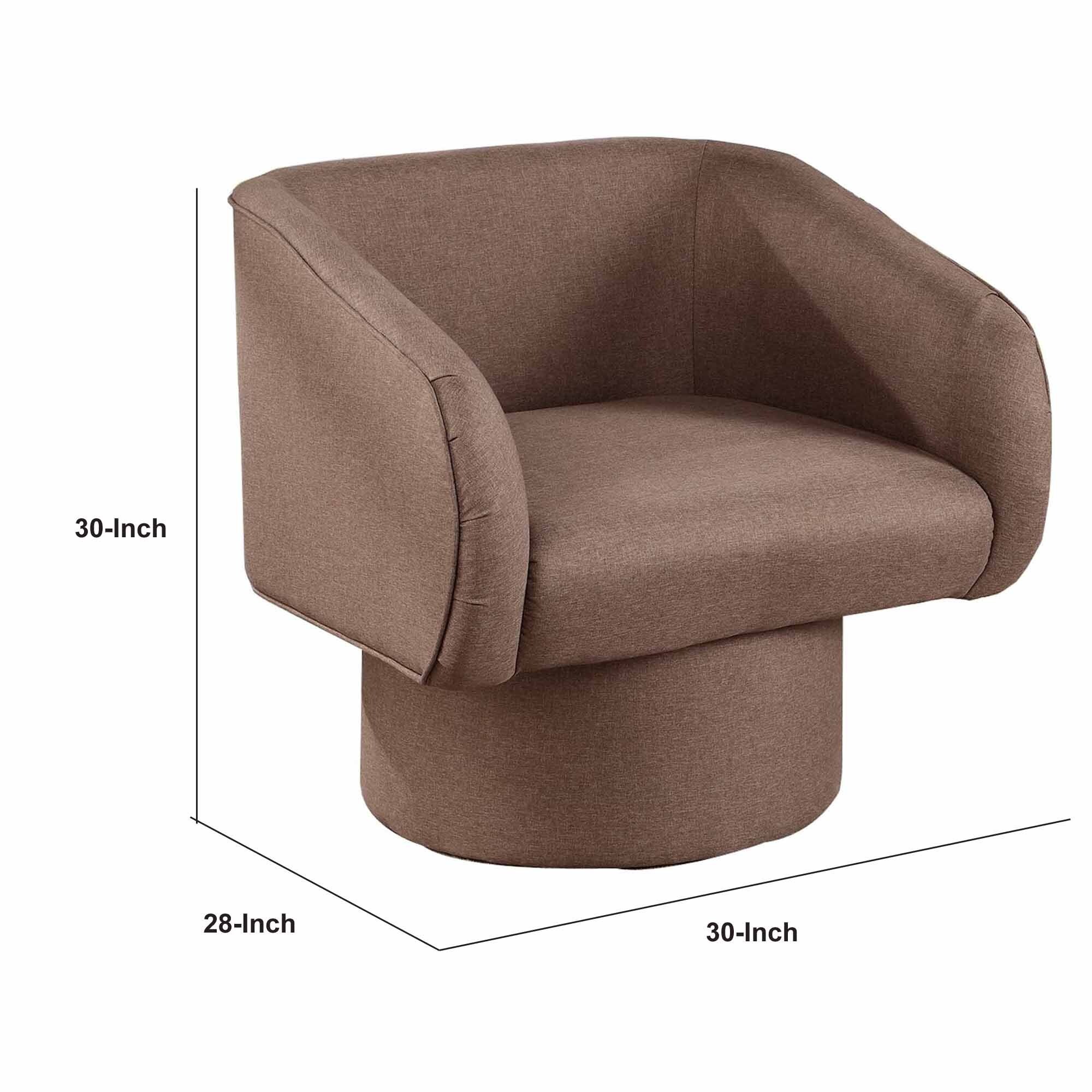 Benzara Brown Fabric Accent Chair with 360 Swivel Seat in the Chairs ...