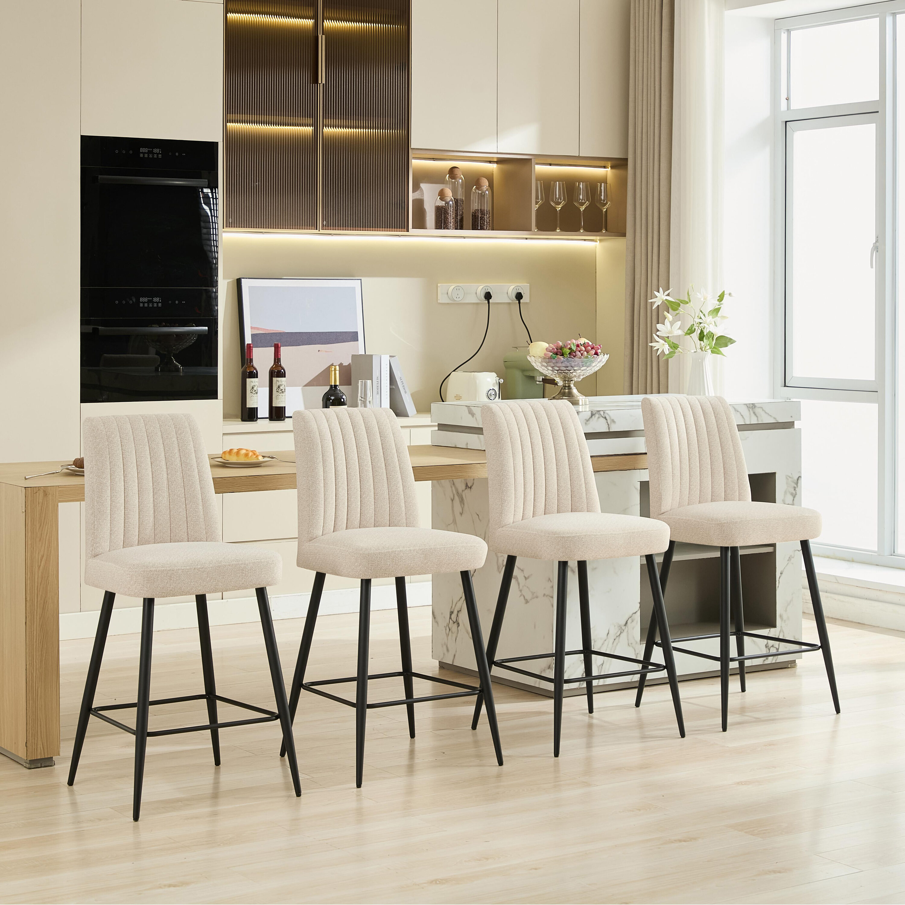 GDFStudio Airlie Minimalist Upholstered Velvet Bar Chair with ...