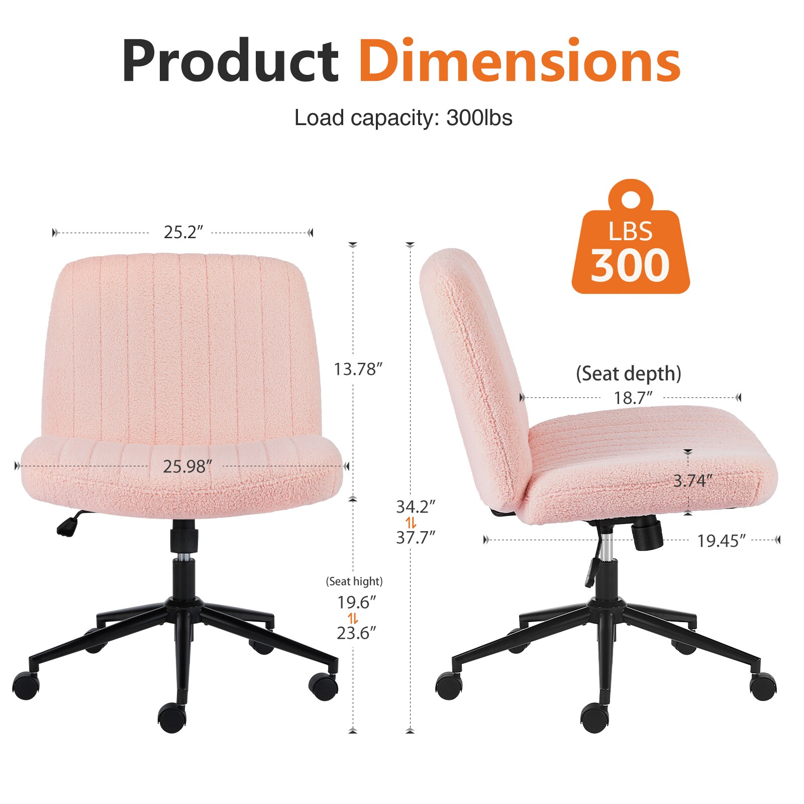Siavonce Office chair backrest armless office chair adjustable swivel ...