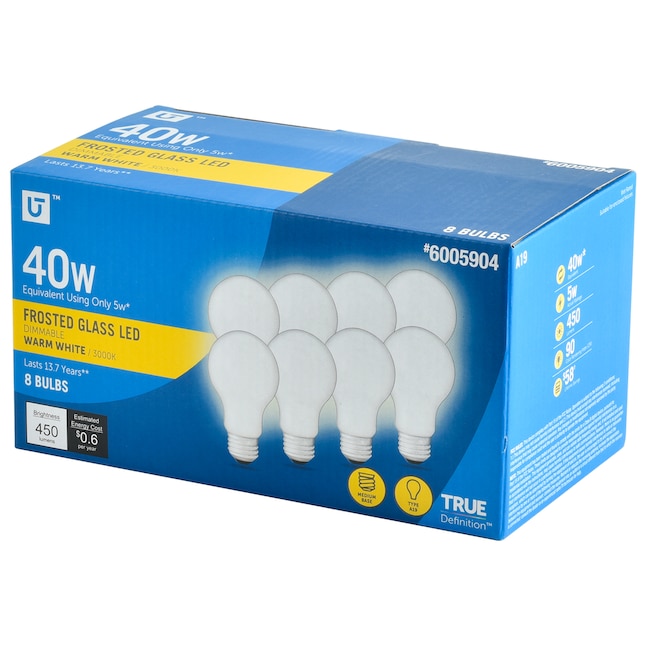 Utilitech 40 -Watt EQ A19 Warm white E26 Dimmable LED General purpose ... Utilitech 40 -Watt EQ A19 Warm white E26 Dimmable LED General purpose ...