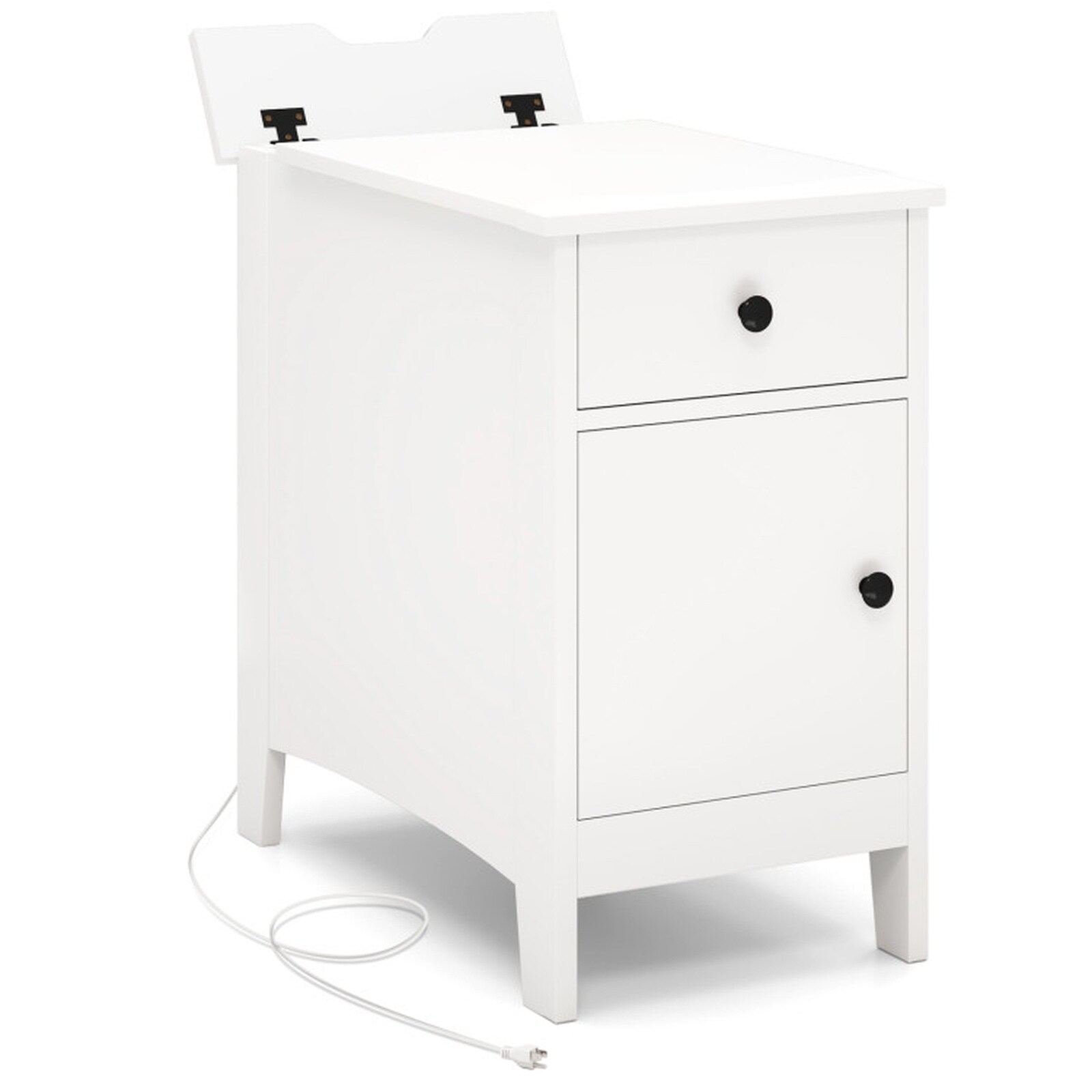 SUGIFT Flip Top End Table with Charging Station 2 Outlets USB and Type ...