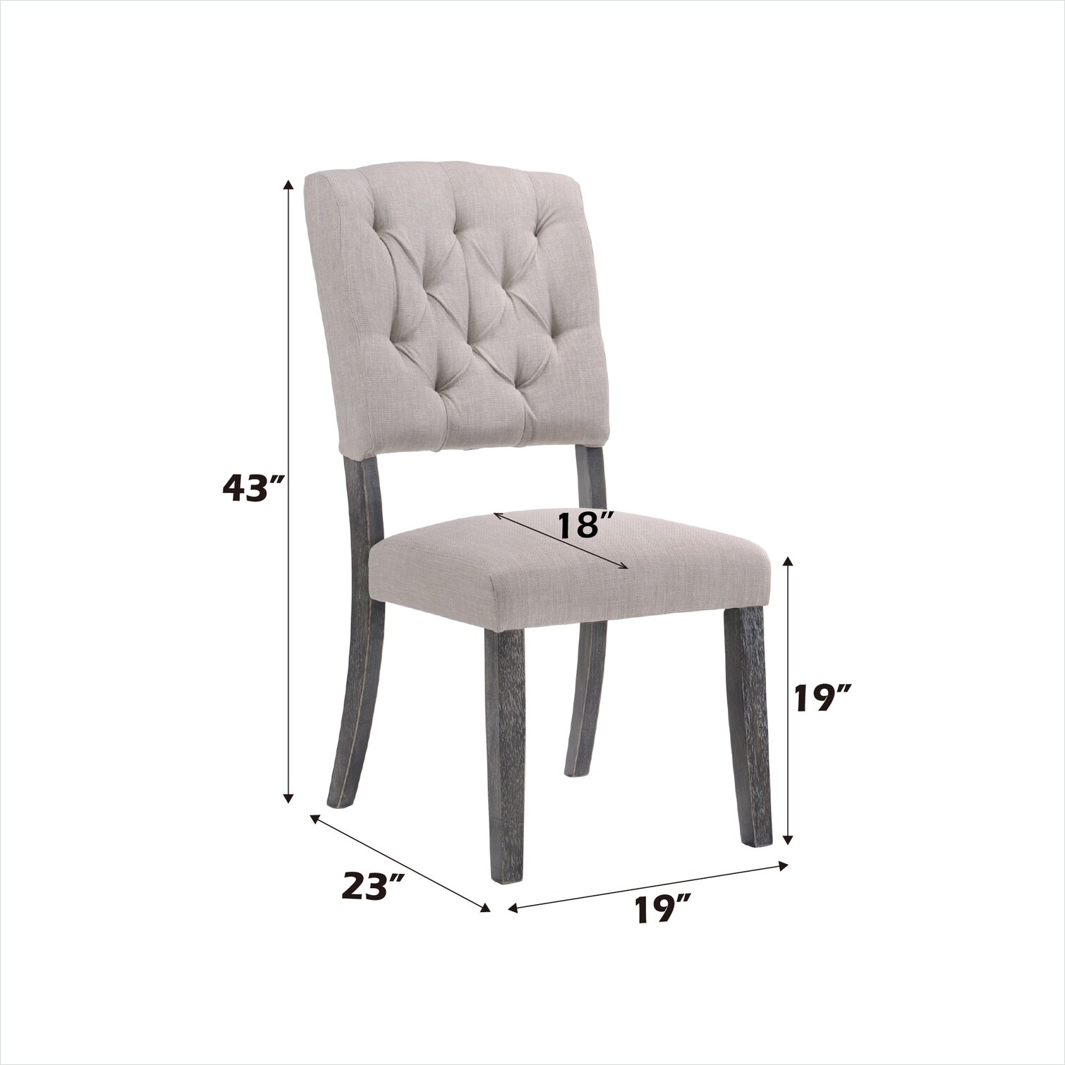 Naturefalls Set of 2 Beige Linen Side Chairs with High Back Tufting ...