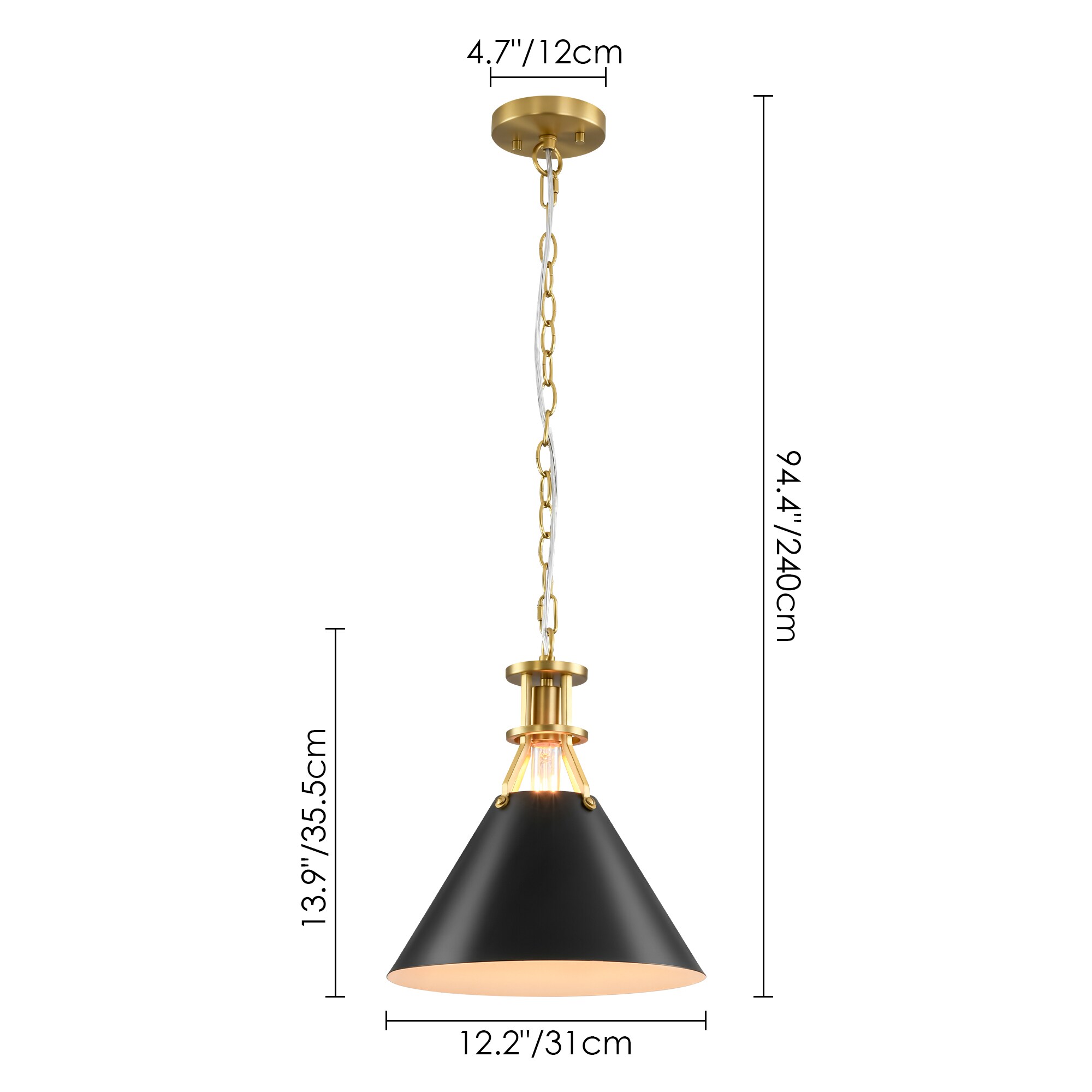 Rennnsan Quitterie 1 -Light Brushed Gold Modern/contemporary Metal Cone ...