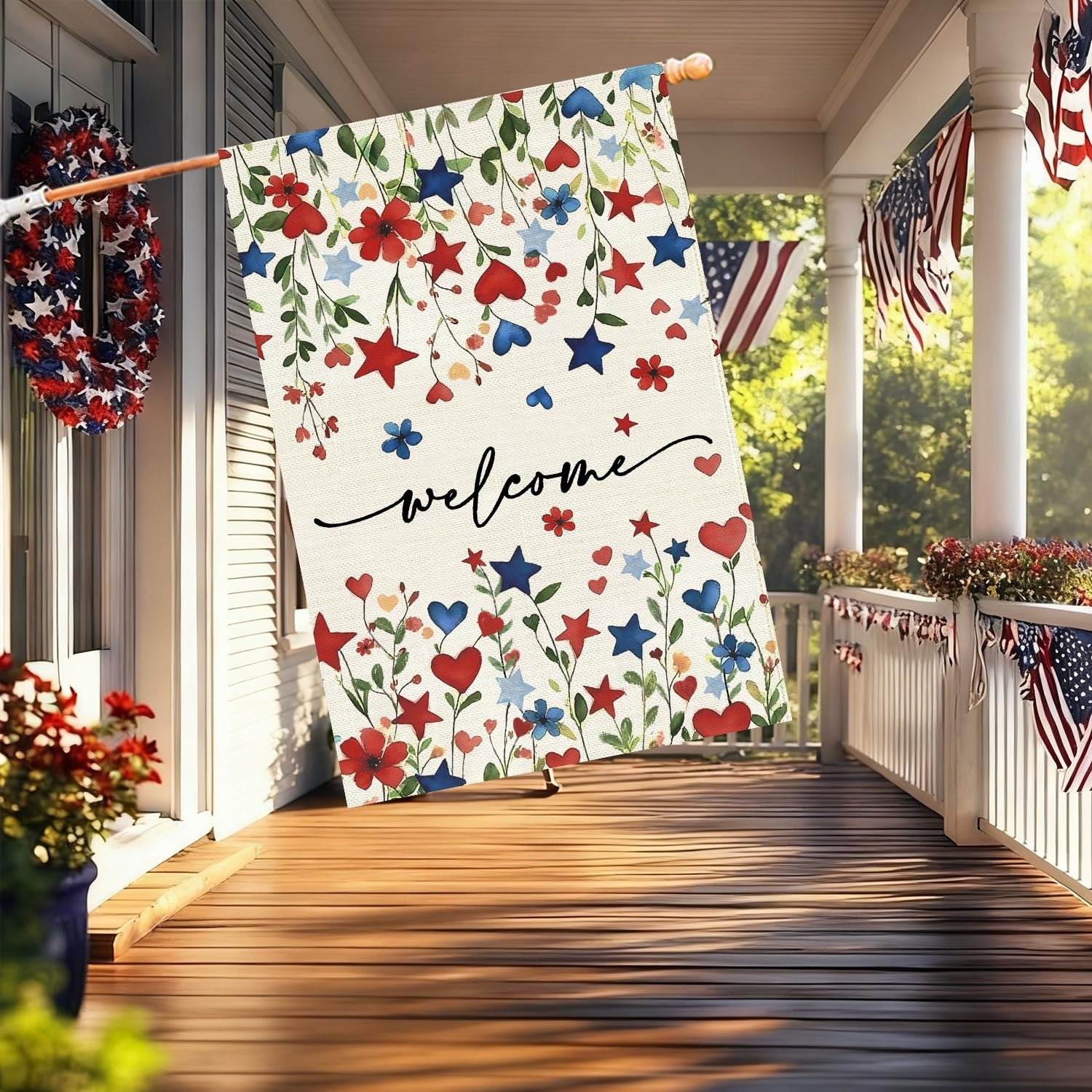 Justincity Patriotic 4th of July House Flag 28 x 40 Inch Double Sided ...