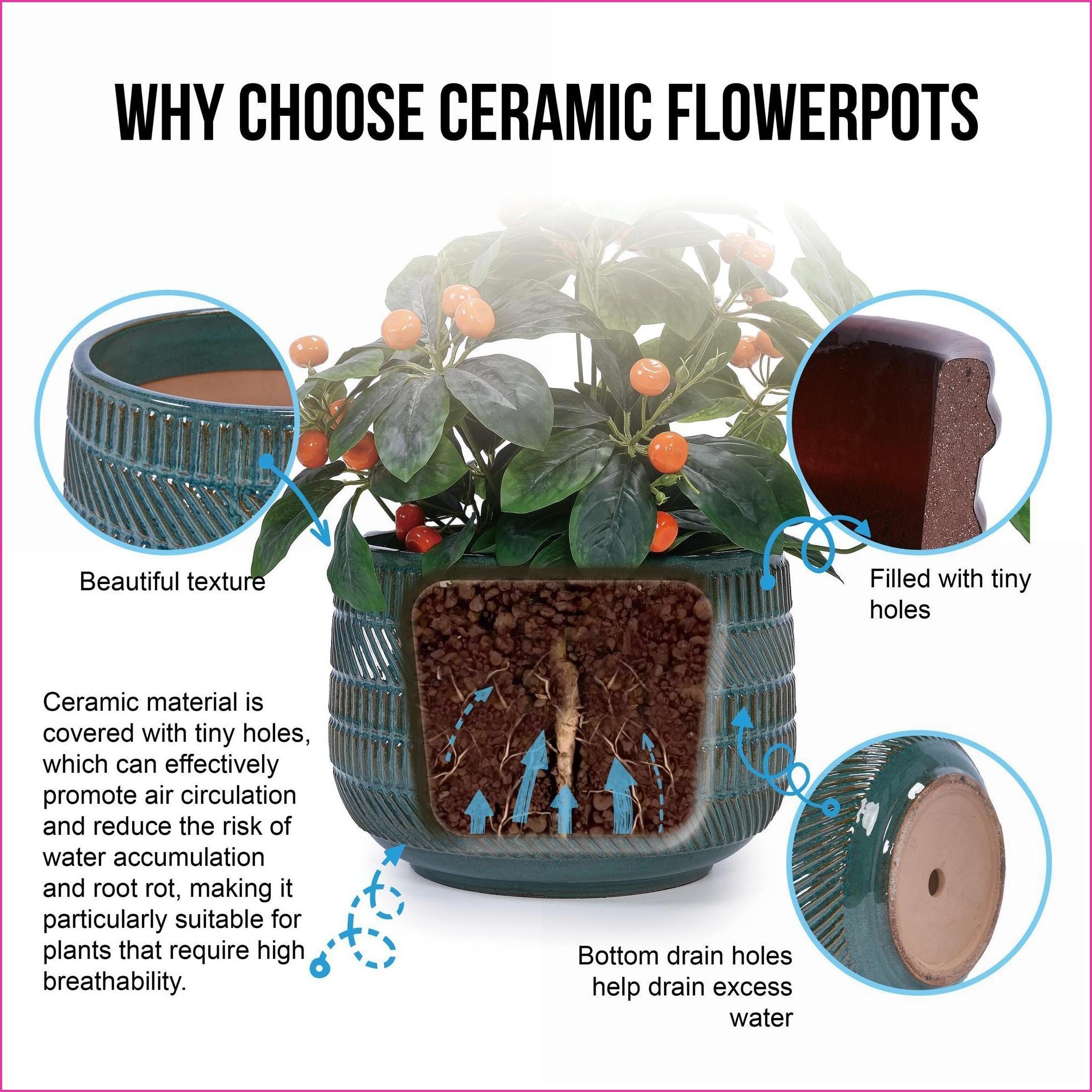 Watnature Planter 3 Piece Modern Ceramic Planter for Patio Garden ...