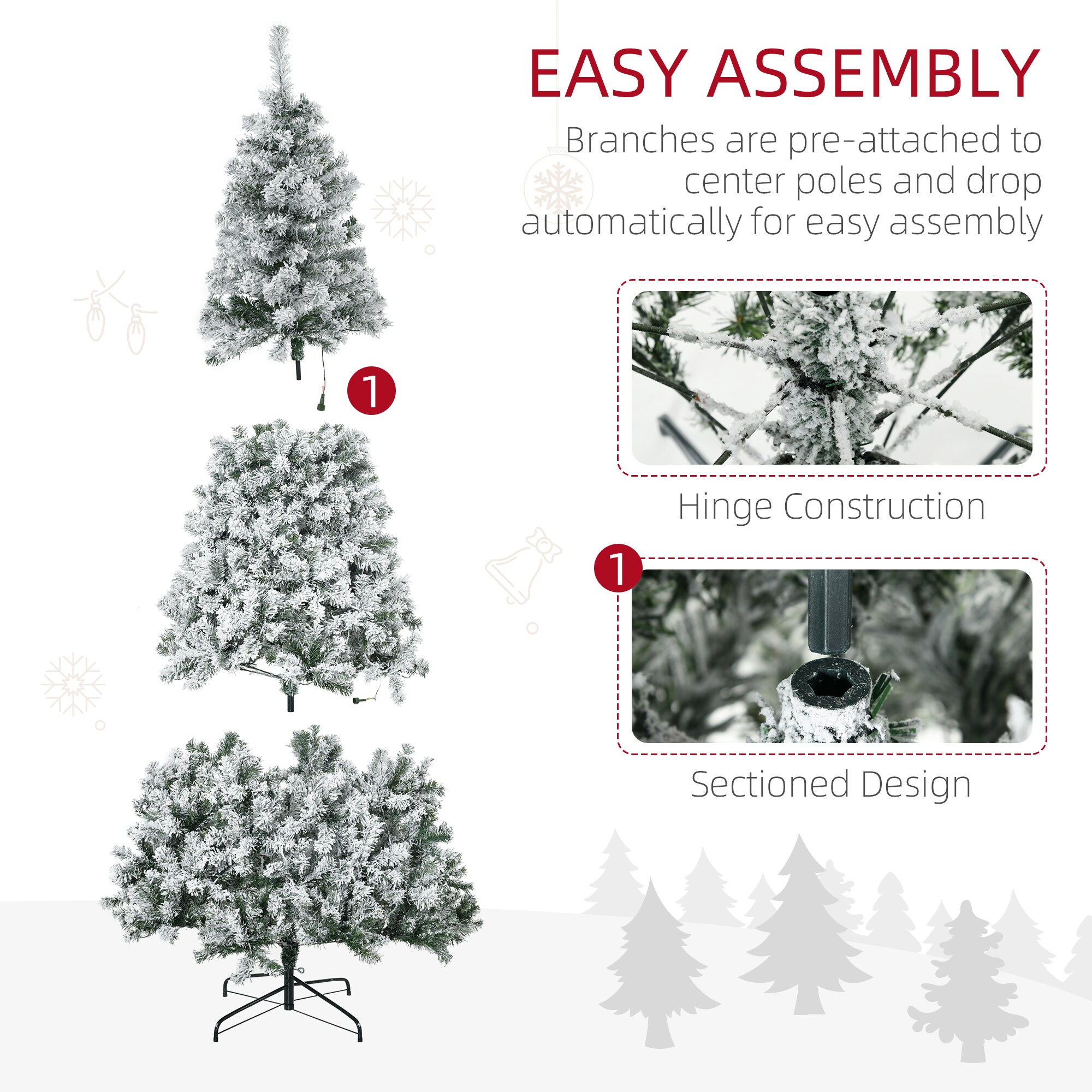 GDFStudio 7.5ft Tall Prelit Artificial Christmas Tree Holiday Décor ...