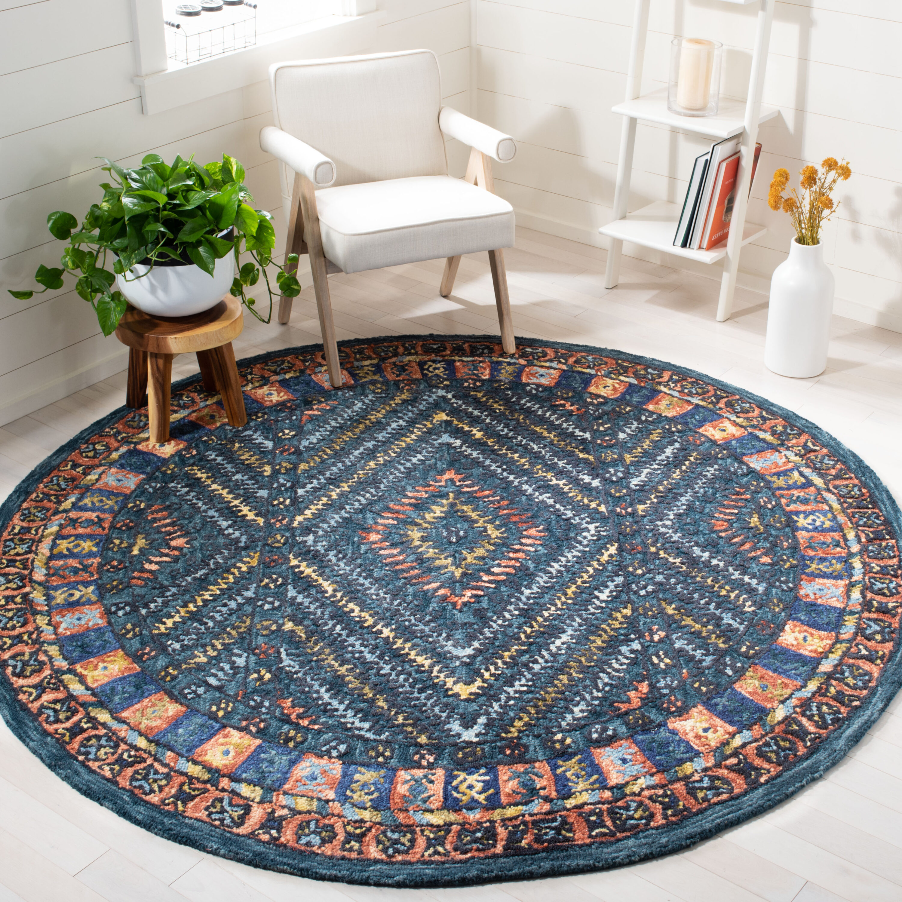 Safavieh Aspen 815 Rust/Green Traditional 7ft x 7ft Round Rug in the ...