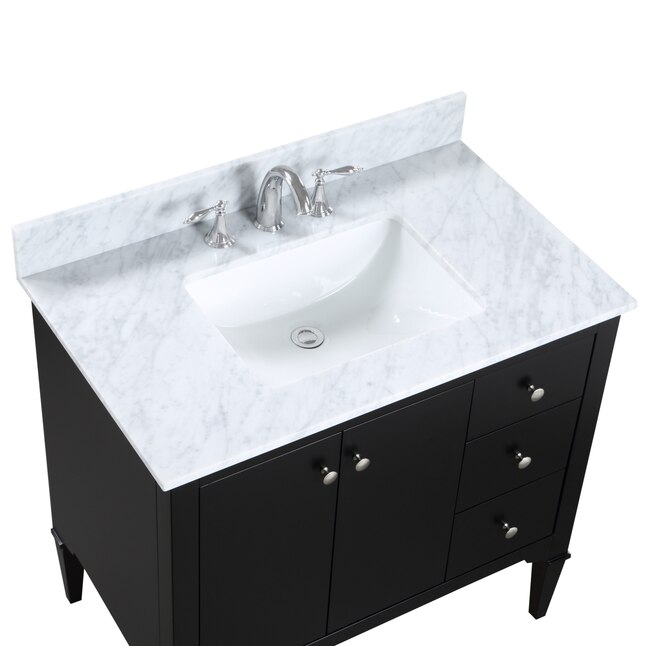 Belvedere Bath Trend 36 In Black Single Sink Bathroom Vanity With White Quartz With Gray Veining