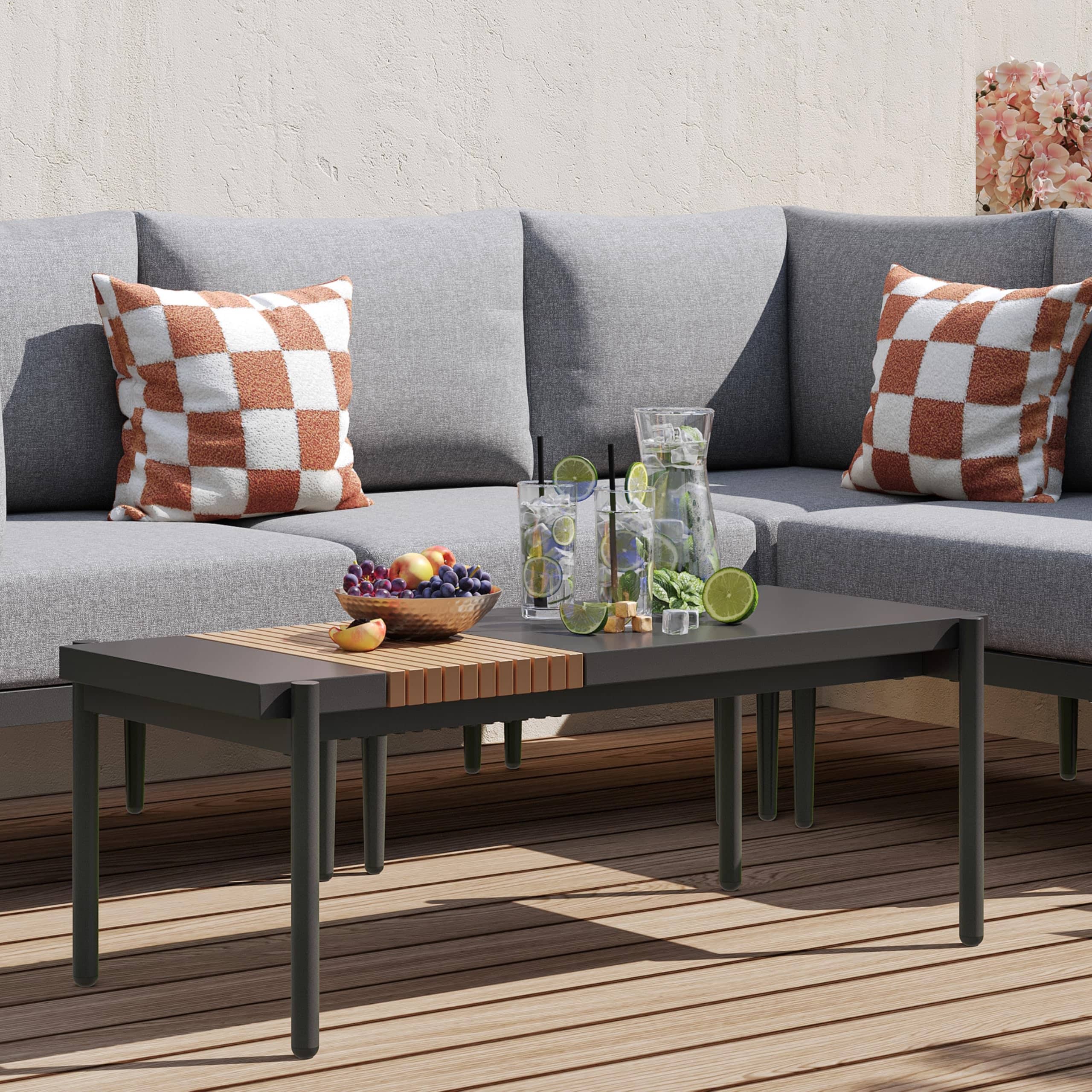 AURA OUTDOOR Table Rectangle Outdoor Coffee Table 19.7-in W x 43.3-in L in the Patio Tables ...
