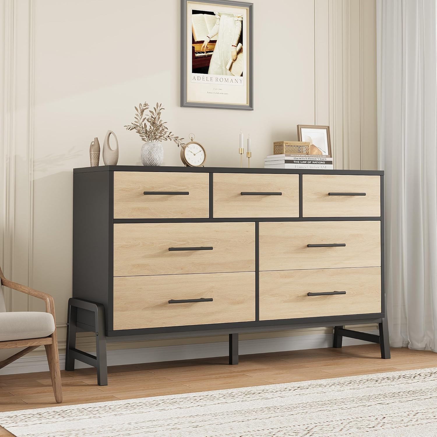 IdealHouse 52 Inch Wide Freestanding Wooden Storage Chest With 7 ...