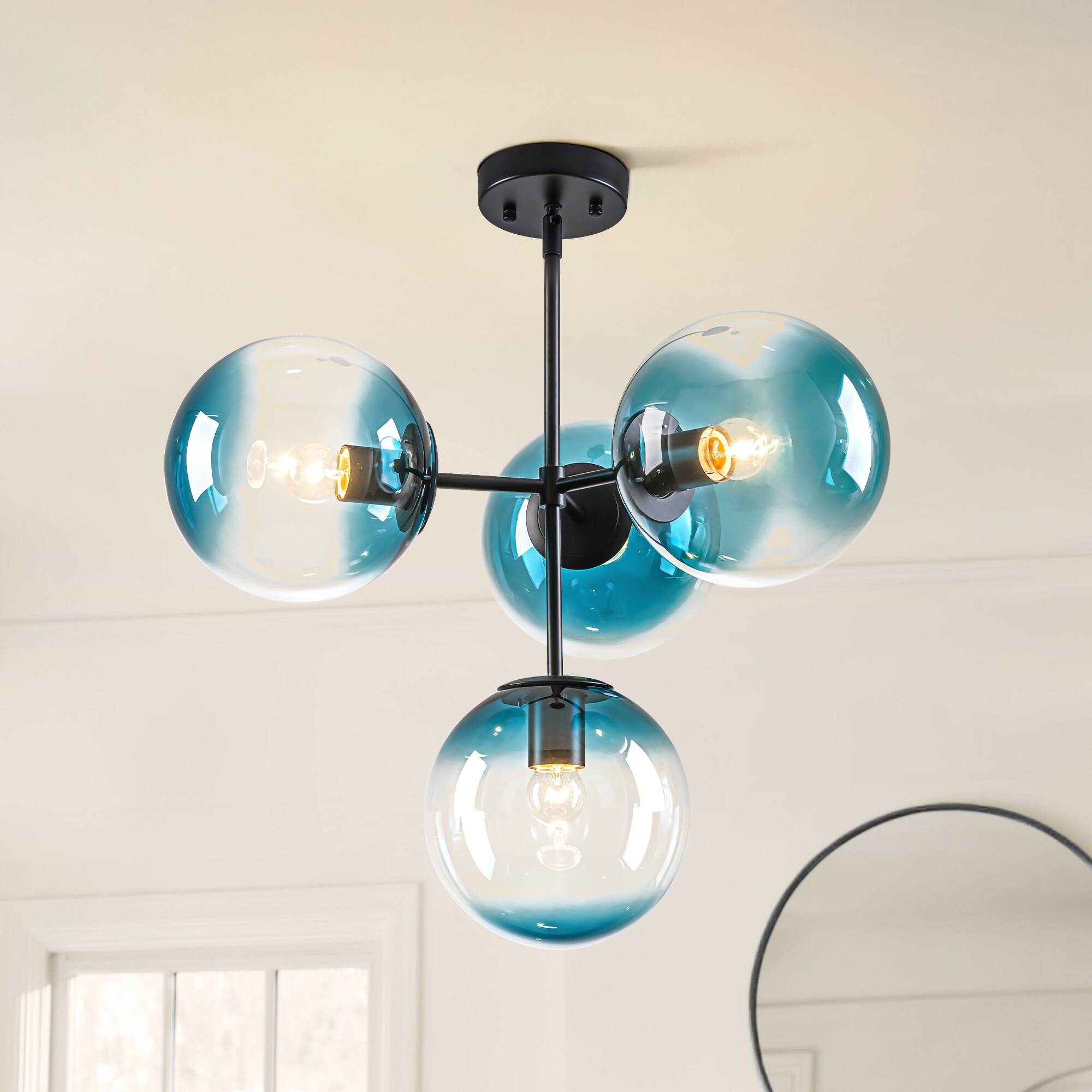 Rennnsan Theo 4 -Light Matte Black Modern/contemporary Tinted glass ...