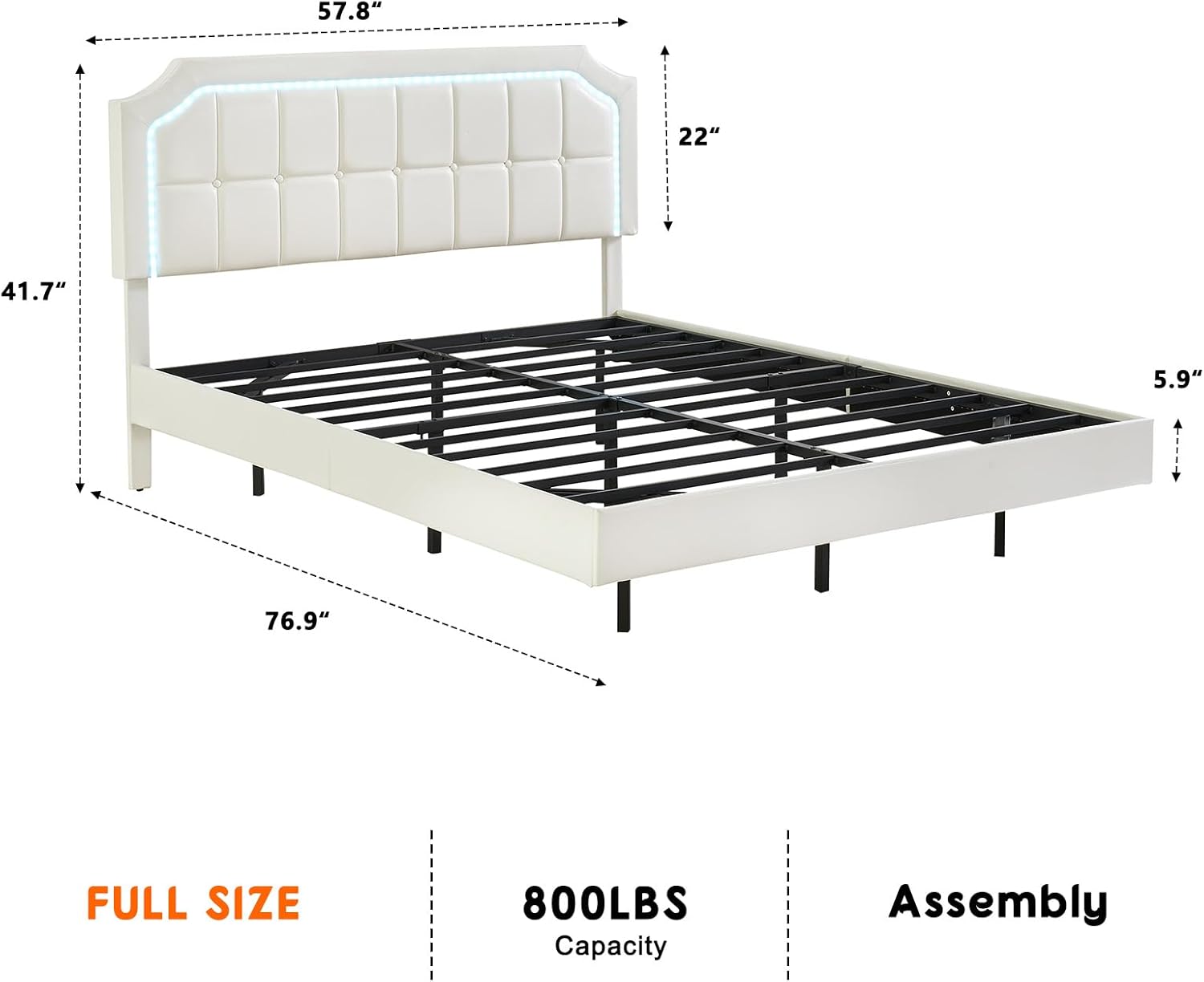 Garvee Full Size Floating Bed Frame with RGB Led Lights Headboard ...