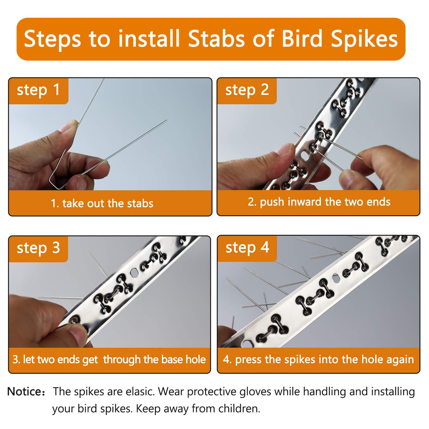 Misopily 304 Stainless Steel Bird Spikes 28 Pack Covers 30 Feet 13 Inch ...