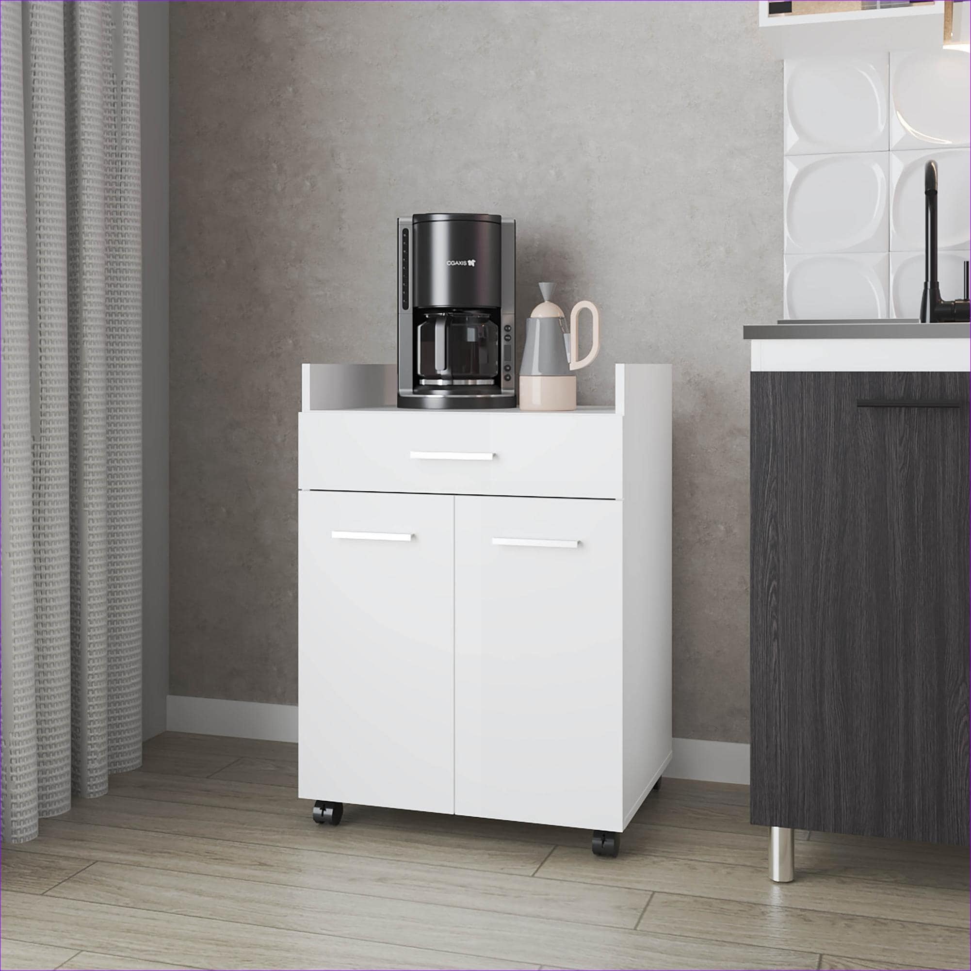Watnature Small-Space Modern Contemporary Kitchen Cart with Mixed Open ...
