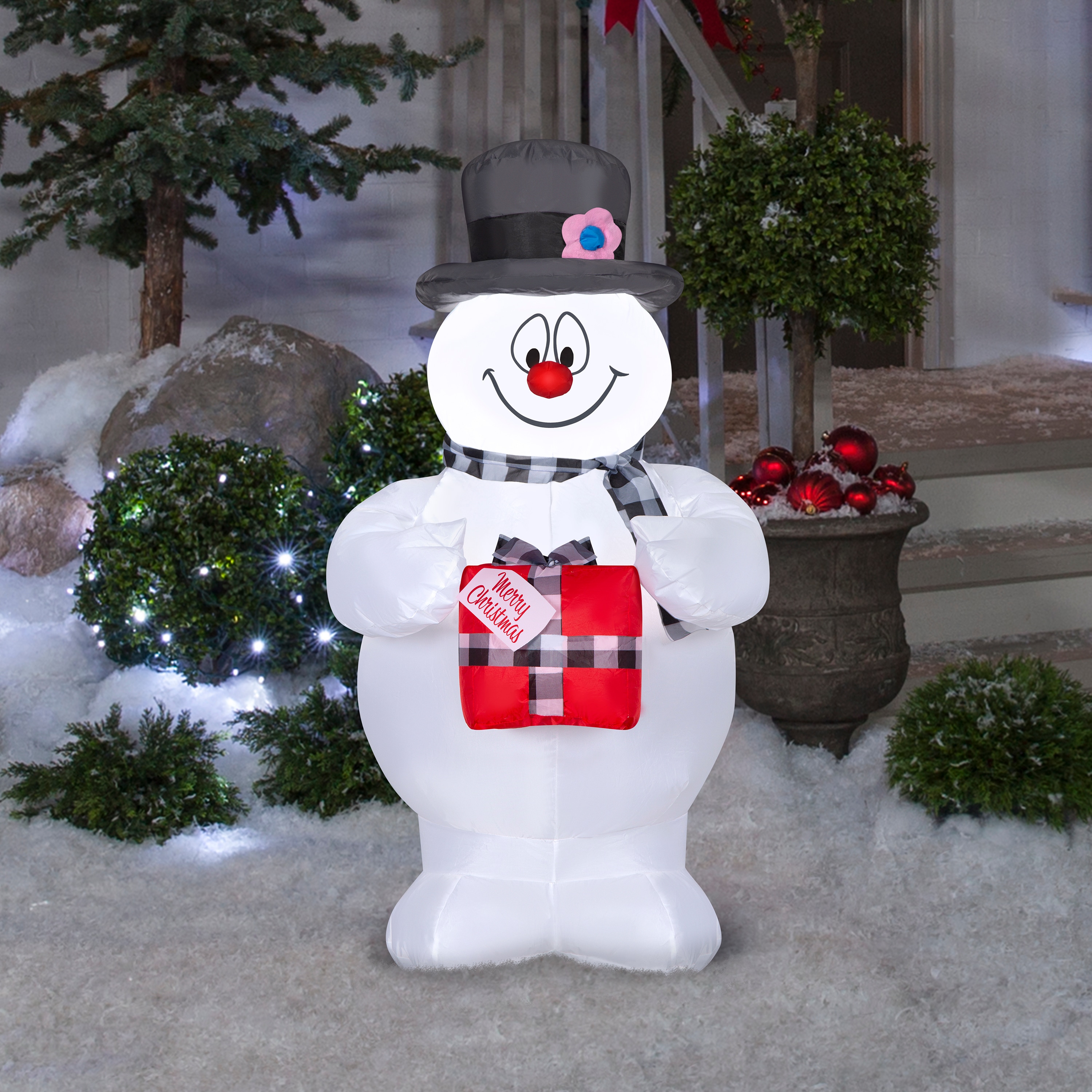 Gemmy Frosty The Snowman 42.13-in Snowman Inflatable with White LED ...