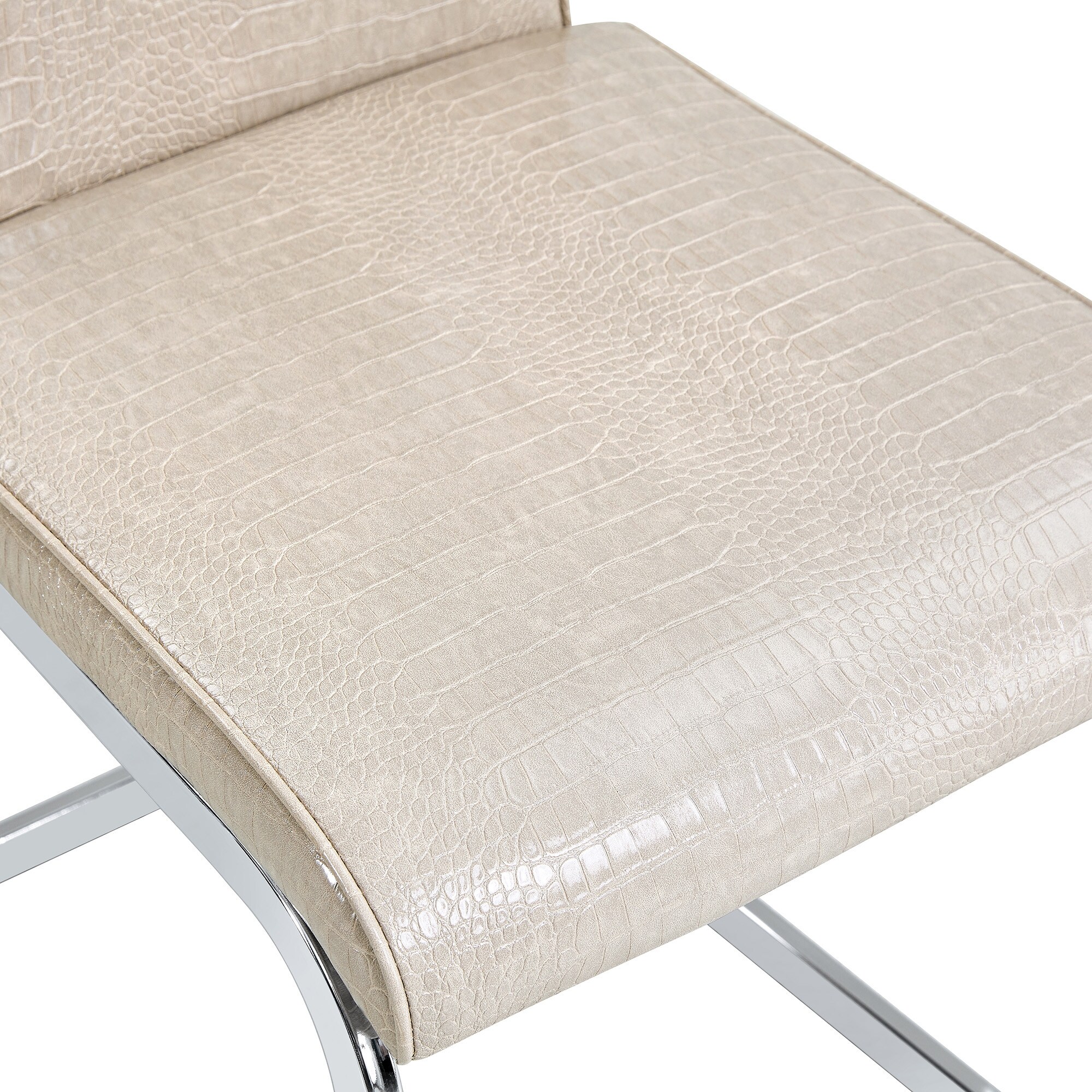 Wooakway Set of 2 Beige Retro Alligator Skin Upholstered Dining Chairs ...
