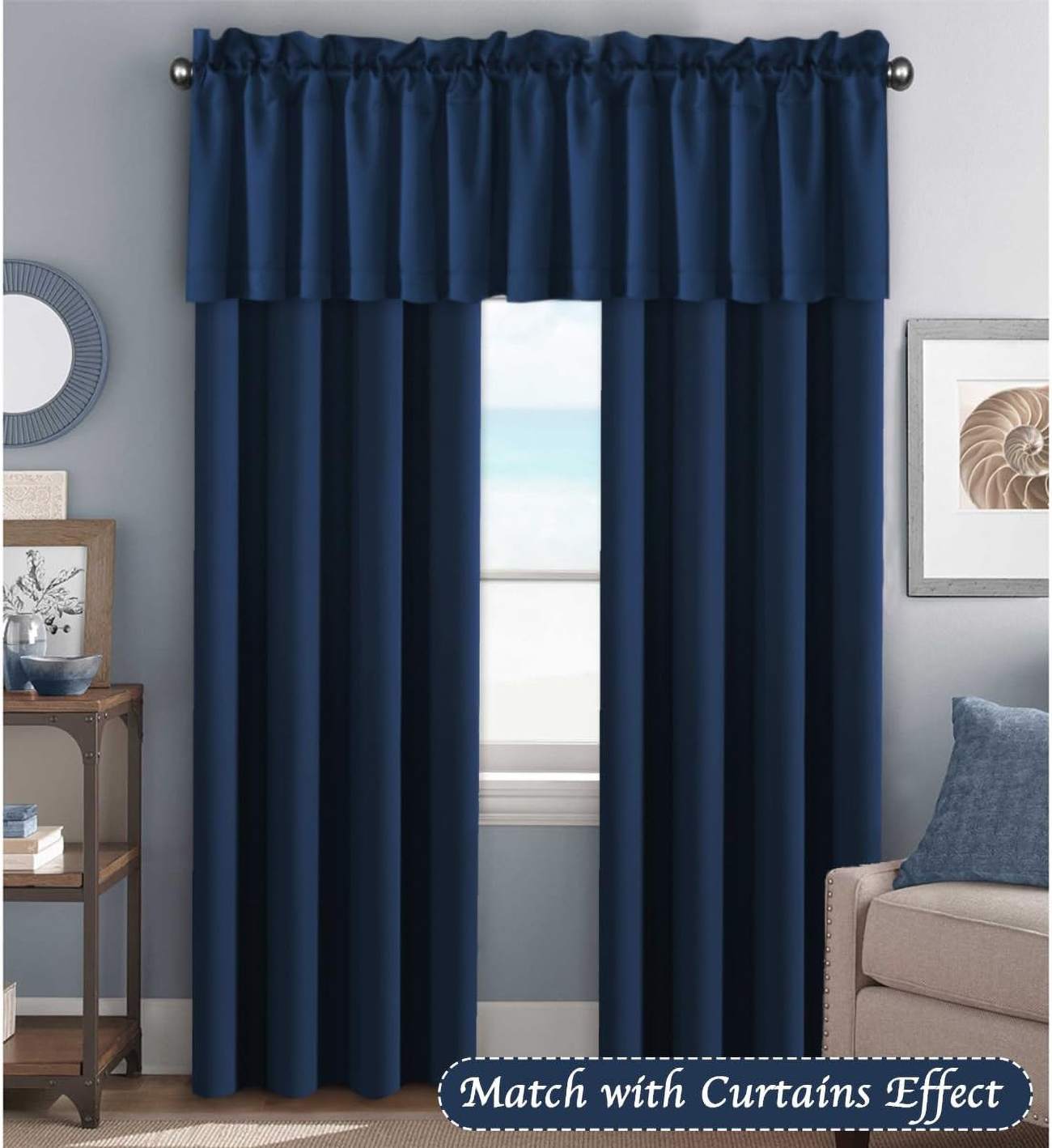 Etokfoks Blackout Valances for Windows Navy Blue Short Window Valance ...