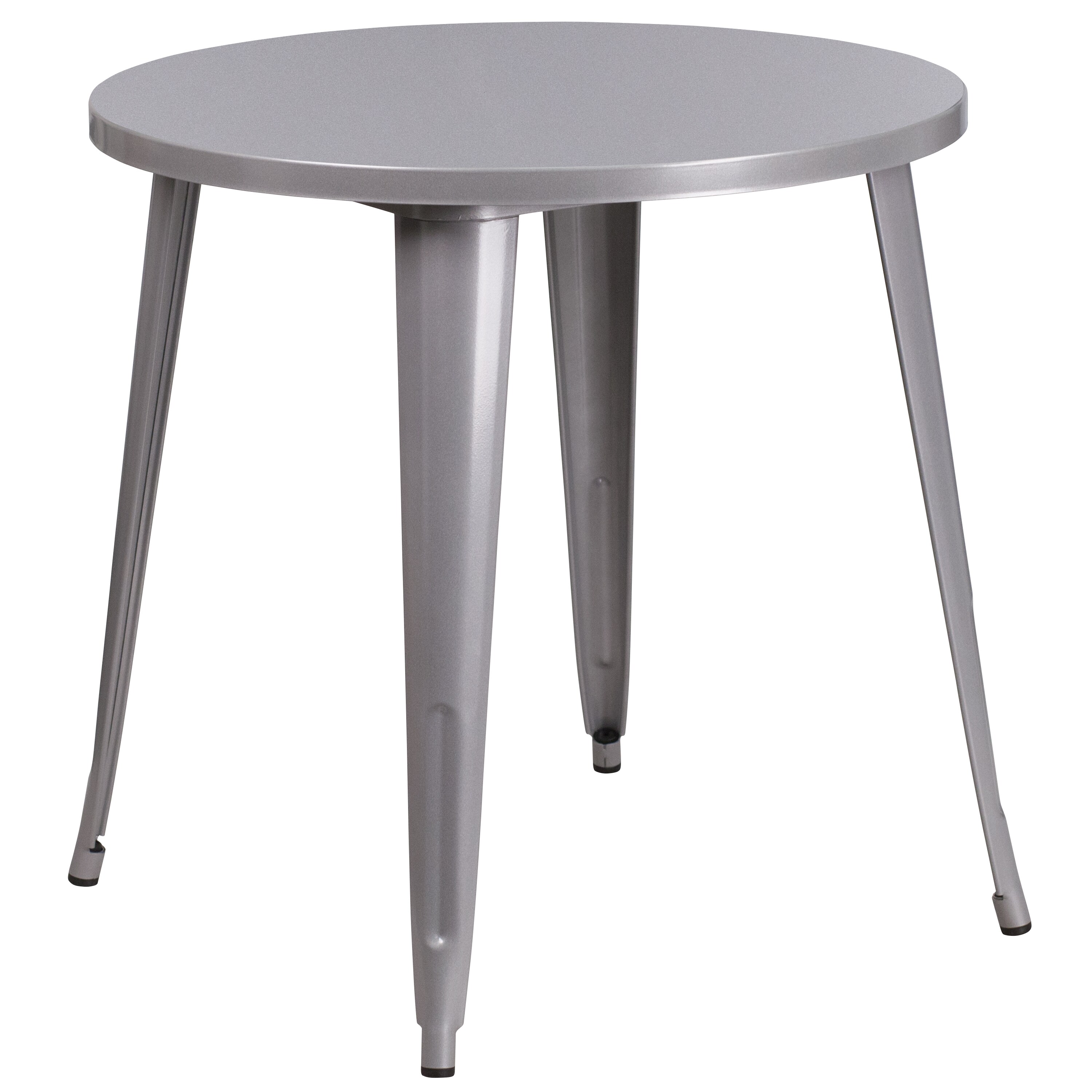 Emma + Oliver Commercial 30-in Round Silver Metal Indoor-Outdoor Table ...