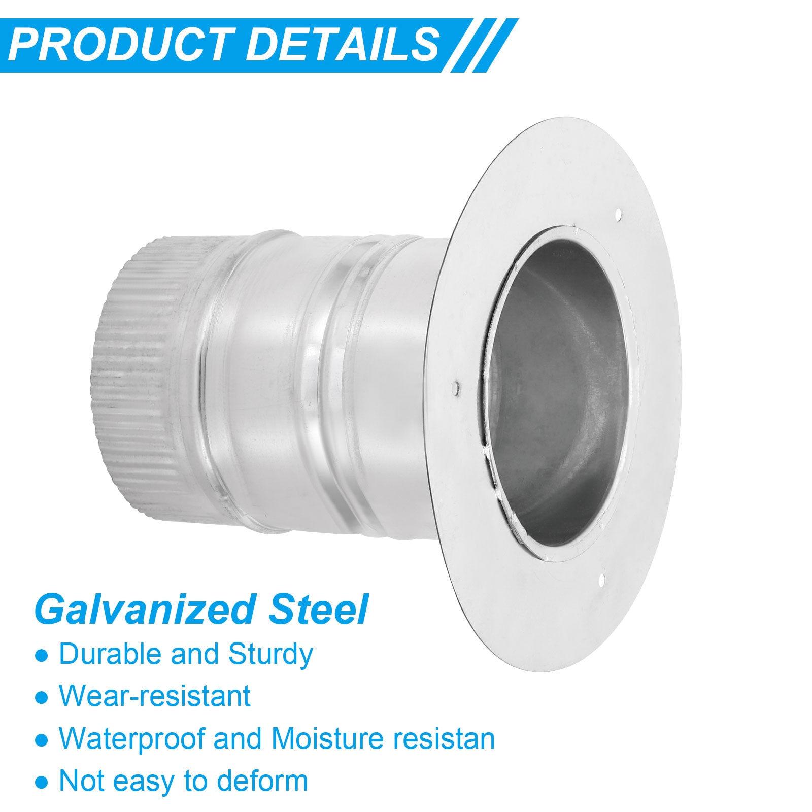 PATIKIL 4-Inch Round Duct Collar Galvanized Duct Connector Flange Pipe ...