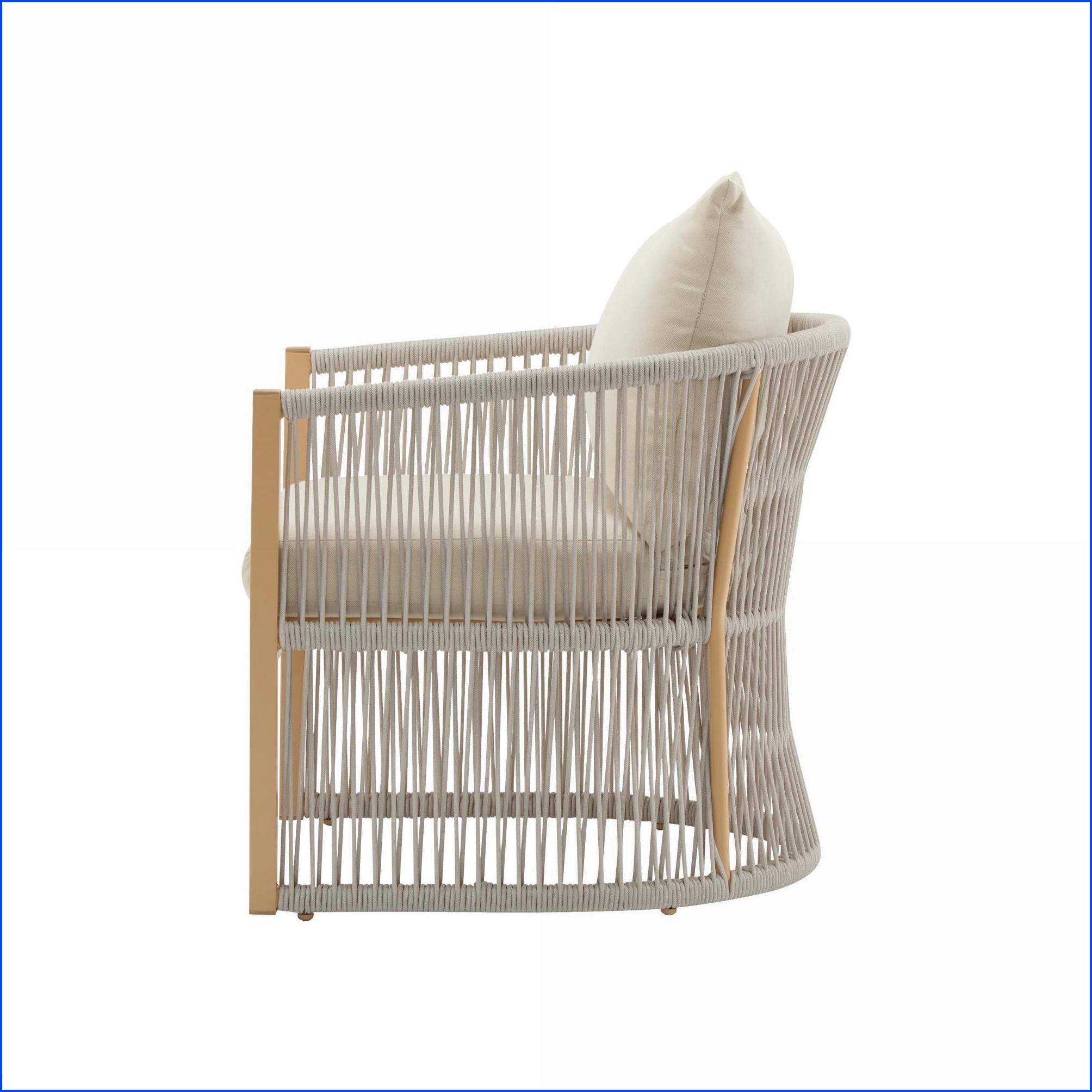 Watnature Outdoor Lounge Chair Modern Beige Curved Aluminum Rope Weave ...