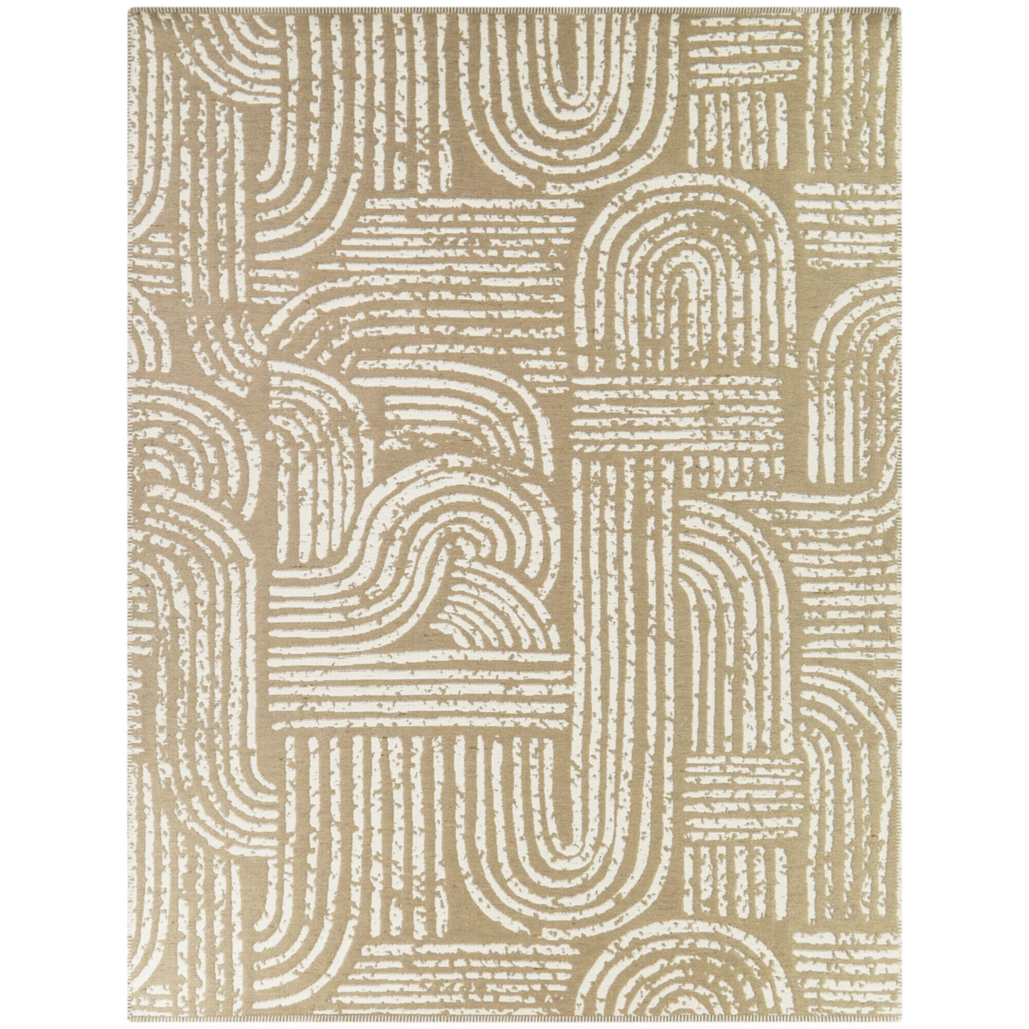 Balta 5 x 7 (ft) Loomed Jute Tan Rectangular Indoor Abstract Spot Clean ...
