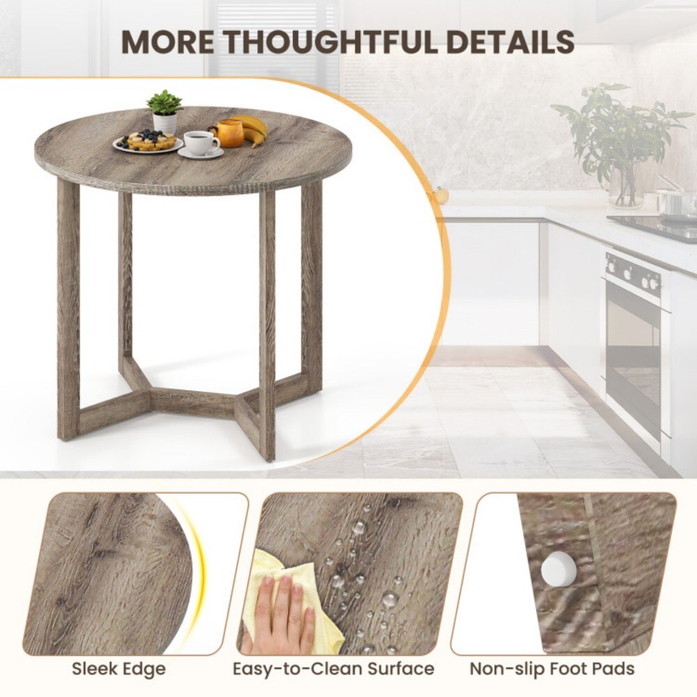 Fenbeli 36-in Round Farmhouse Dining Table with Wing-Shaped Pedestal ...