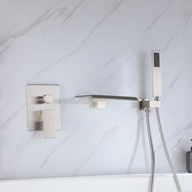Kinwell Brushed Nickel 1 Handle Handheld Rectangle Bathtub And Shower