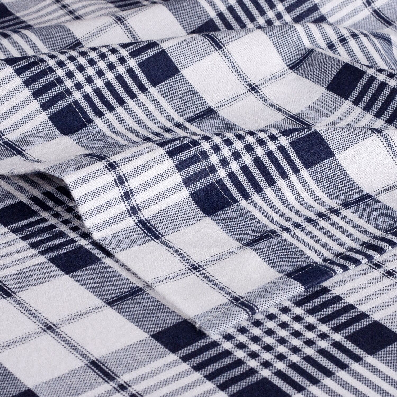 Kathy Ireland Full Cotton Denim Check 4 -Piece Bed Sheet Set in the Bed ...