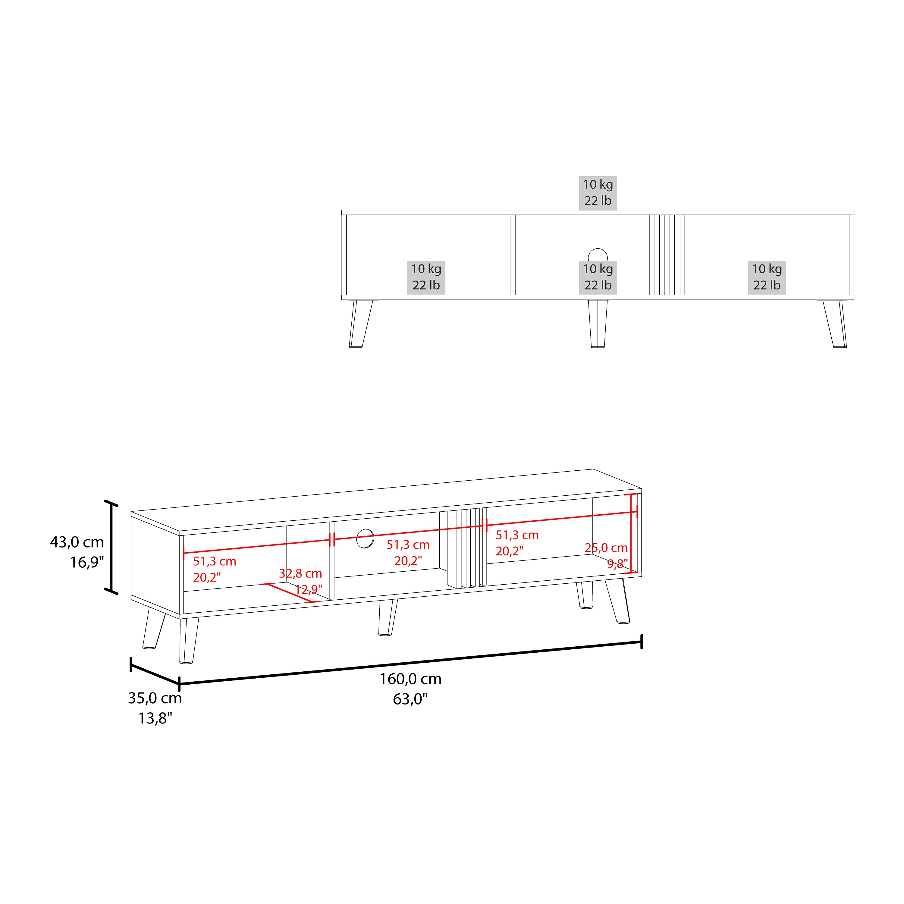 LUXEYARD Vance 63in Wide Tv Stand with Two pull down Cabinets Two ...