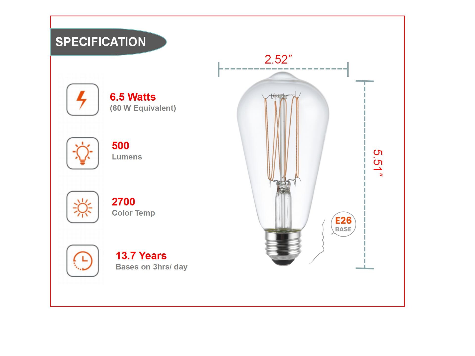 Utilitech Thin Curve 60 -Watt EQ ST19 Soft white E26 Dimmable LED ...