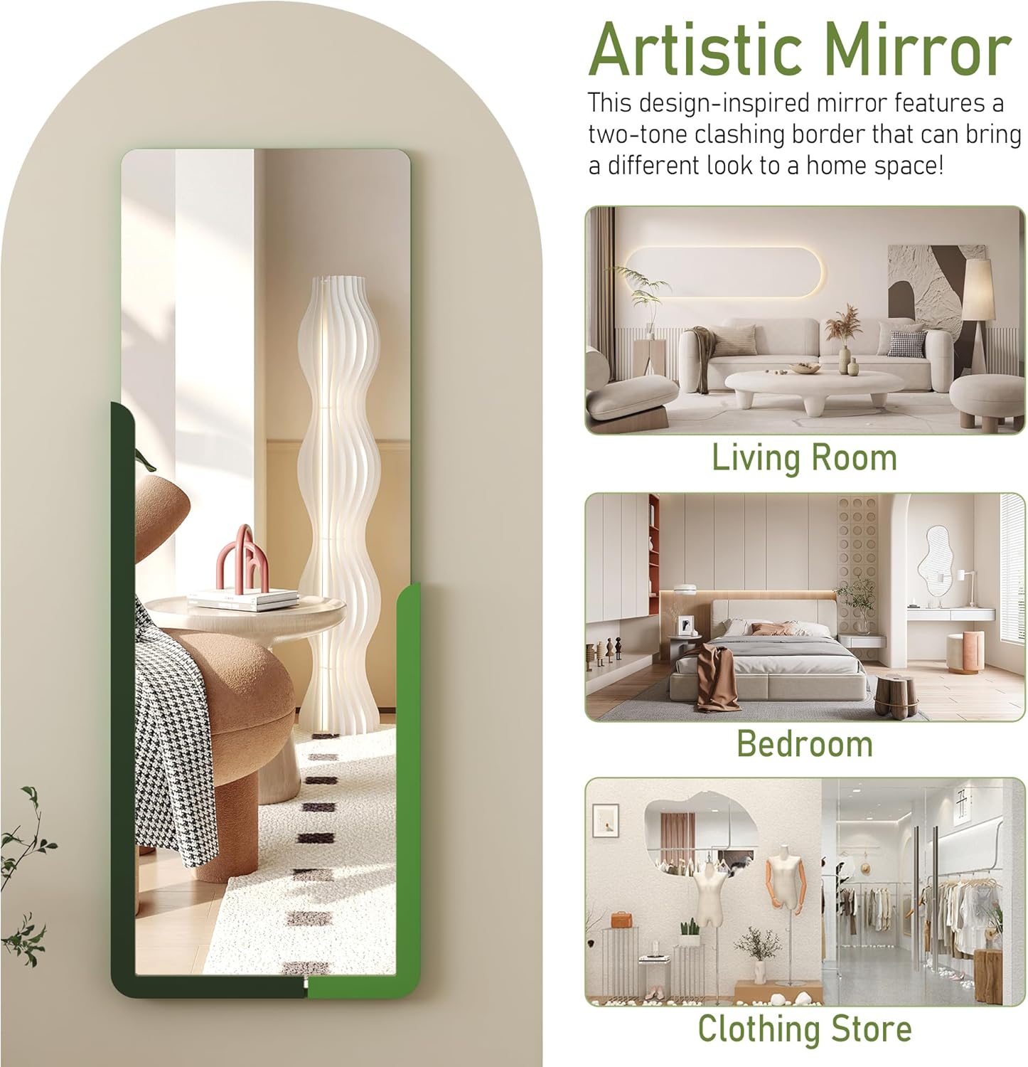 Vlsrka 47 Inch x 15 Inch Full Length Mirror Over The Door Hanging or ...