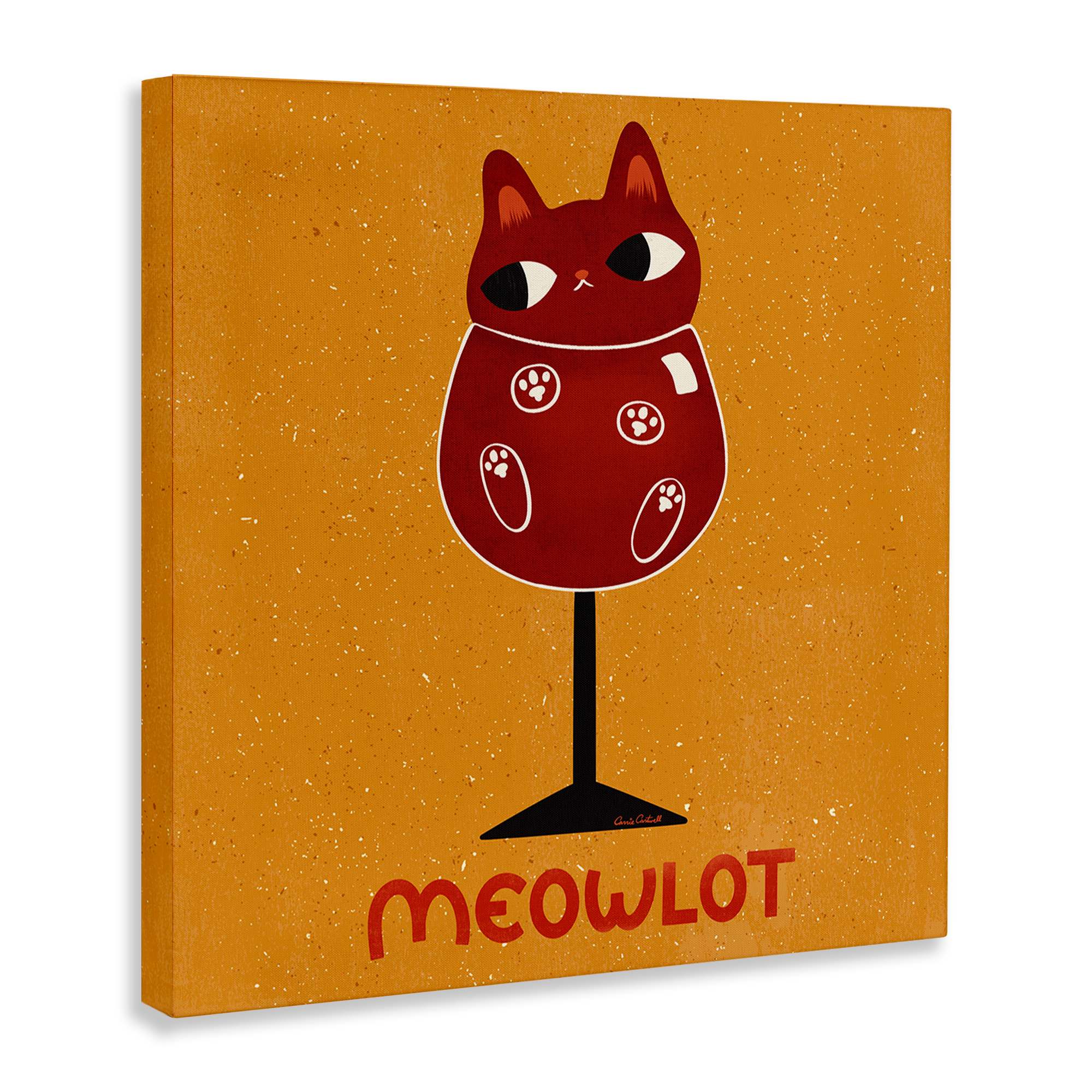 Stupell Industries Meowlot Cat Merlot Canvas Wall Art By Carrie ...